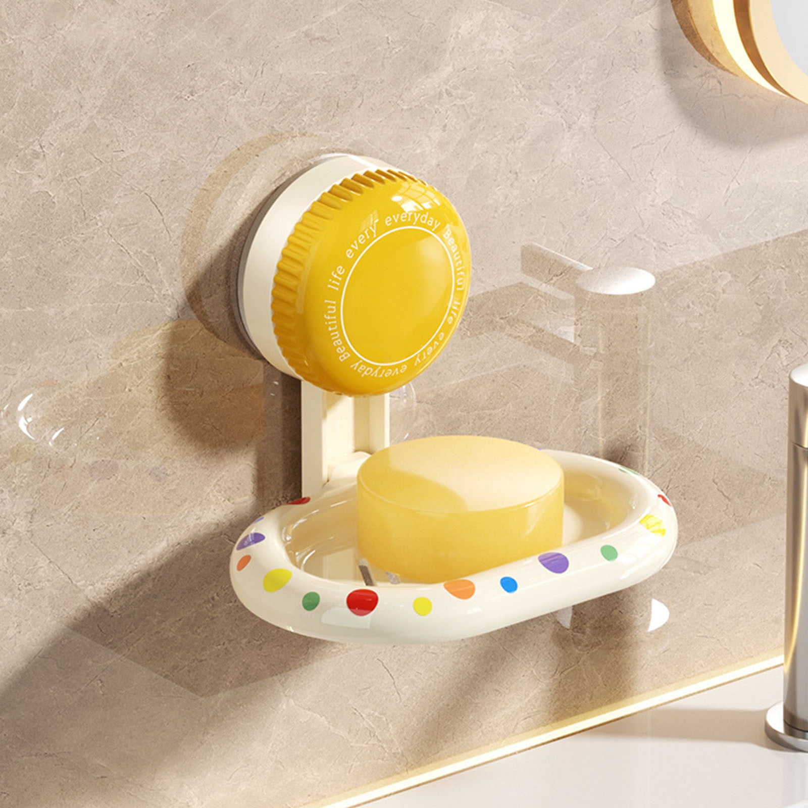 Wall-Mounted Soap Holder with Suction Cup Bathroom Organizer Non-Drill ...
