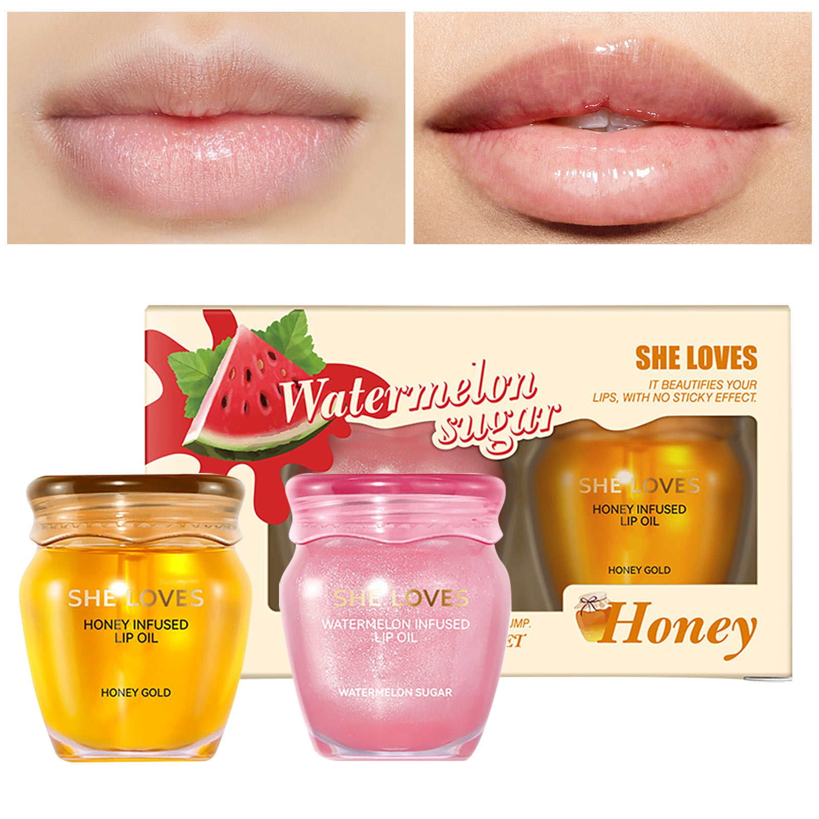 Clearance！ Watermelon Lip Oil Dead Skin Lip Lines and Chapped Lips Lip Oil Set 10Mlx2 Pcs ...