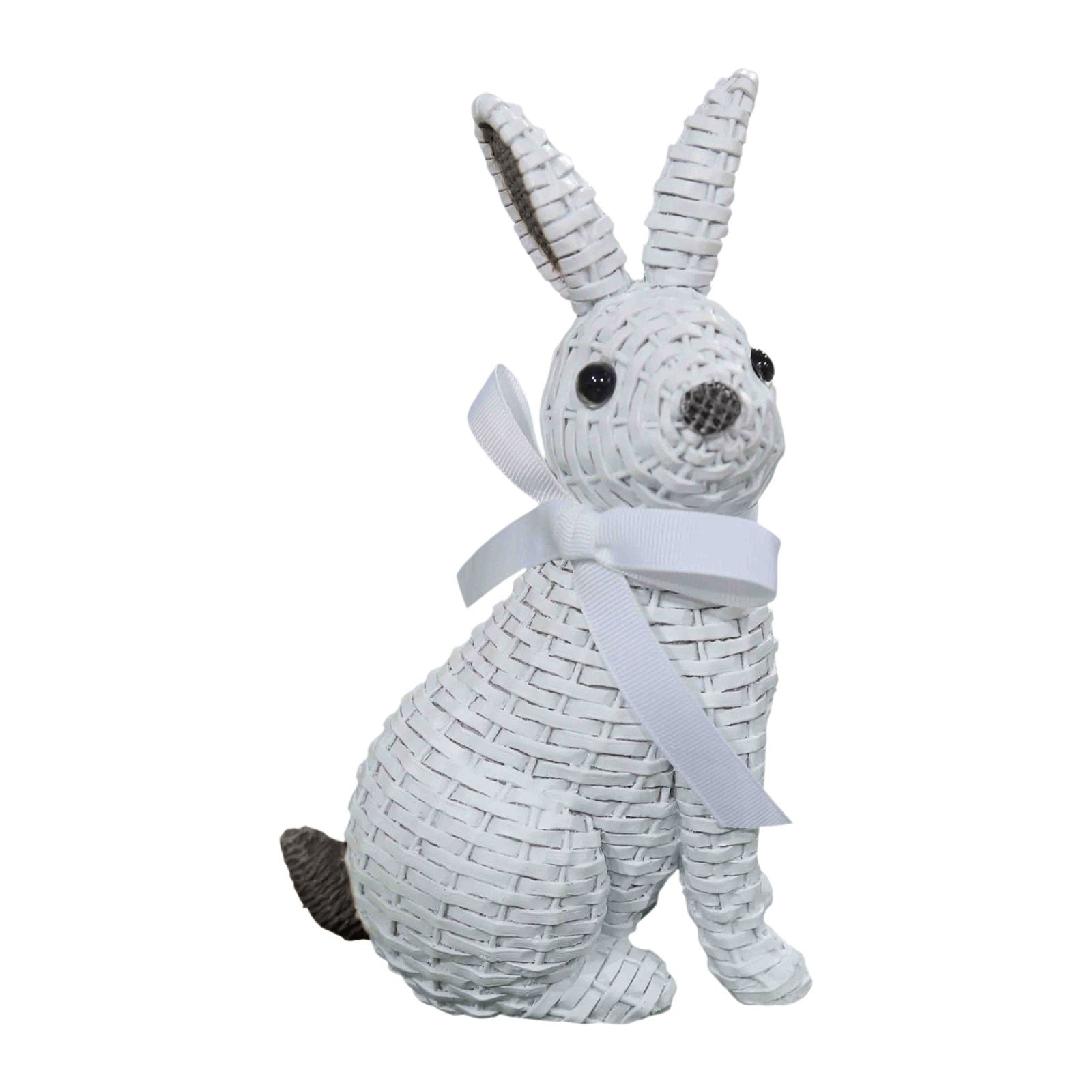 Clearance Wicker Easter Bunny White Sitting Easter Bunny Decorations ...