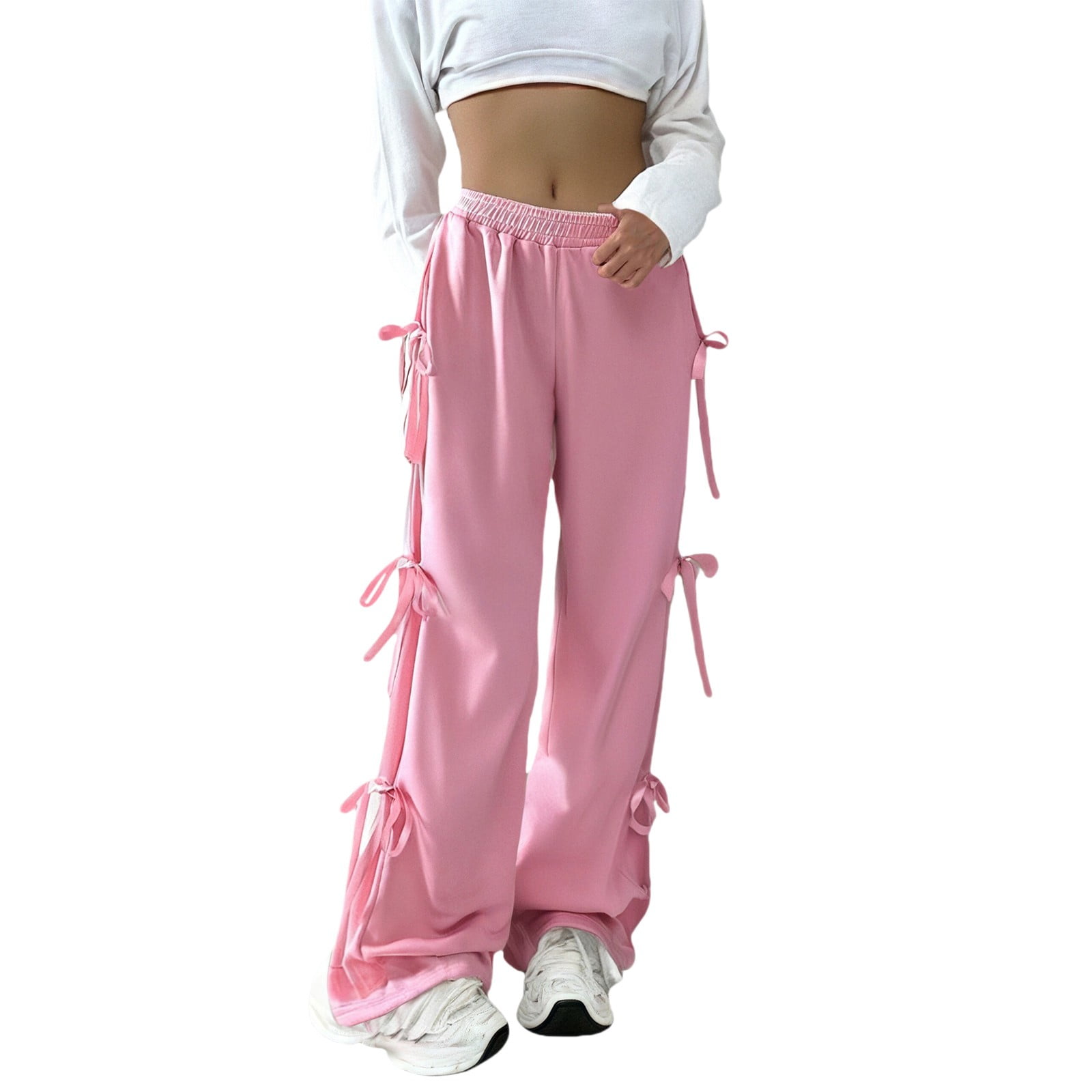 Clearance! Wide Leg Sweatpants Women Jogging Bottoms With Bow And Wide ...