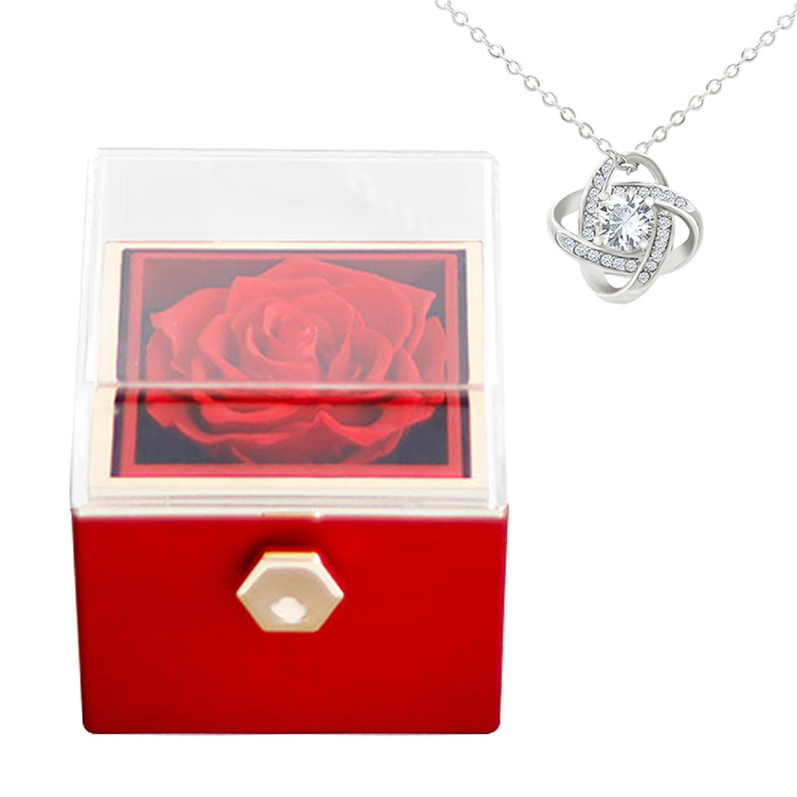 Clearance! Wiradney Jewelry Box Preserved Rose with I Love You Necklace ...
