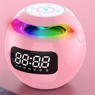 Bluetooth Speaker with LED Lights, 5.0 Wireless Stereo, FM Radio, Alarm ...