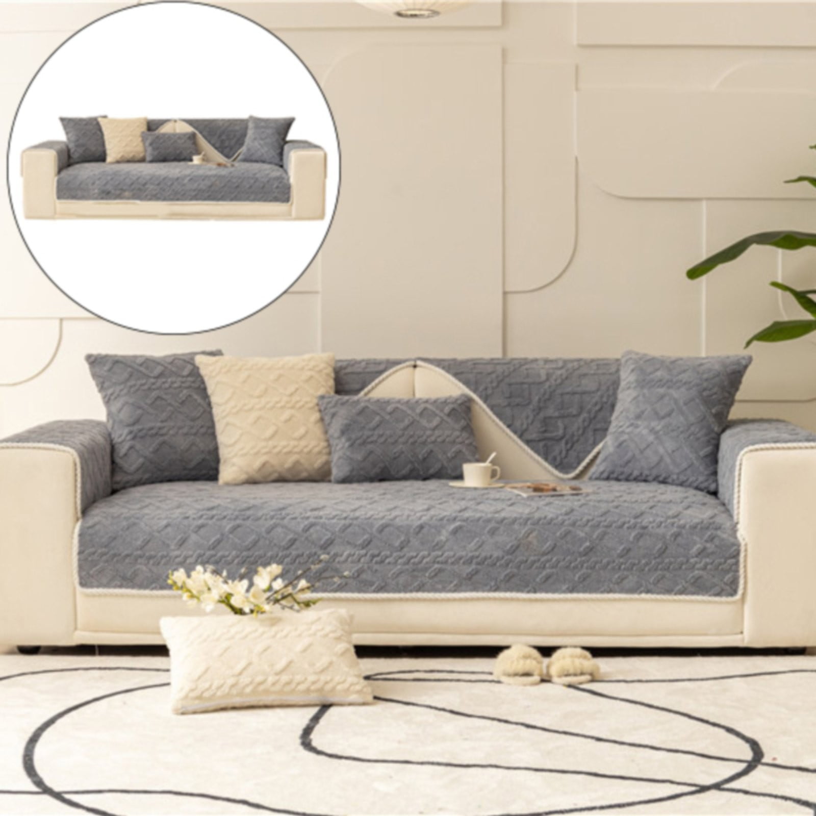 Clearance Woahu Velour Couch Cover,Sofa Cover,Thickened Soft Plush Sofa ...
