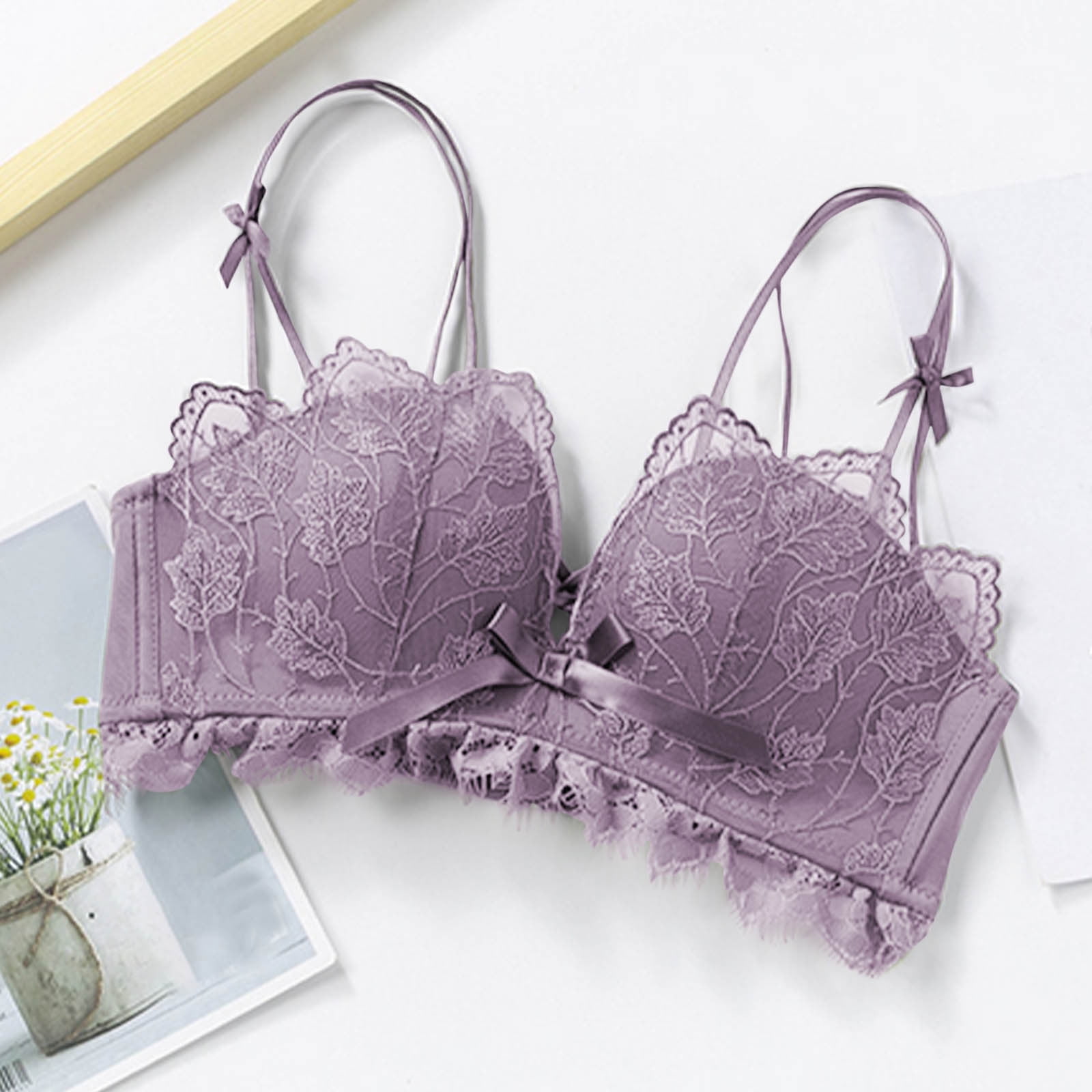 Clearance Women's Bras, Xunlbb Woman's Solid Color Embroidery Thin ...