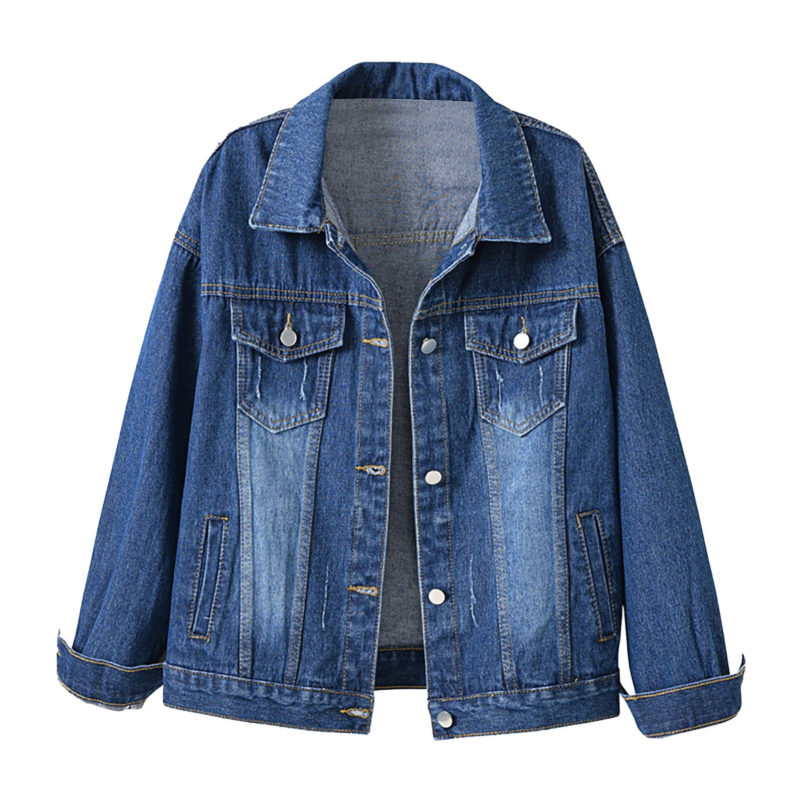 Clearance Women's Denim Jackets Denim Jacket for Women Distressed Jean Jackets Button Up Vintage ...