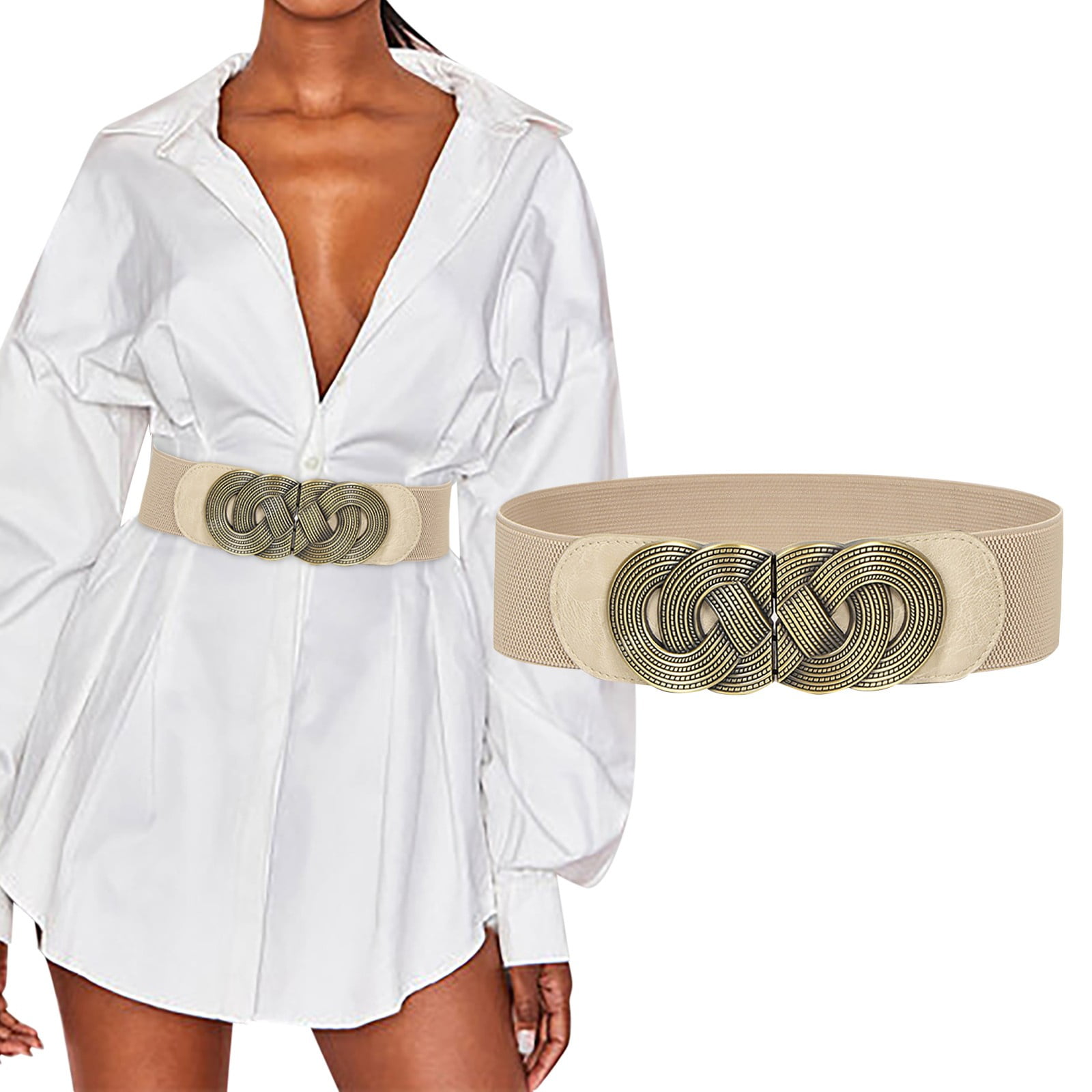 Clearance Women's Fashion Vintage Wide Waist Belt Elastic Stretch Belts ...