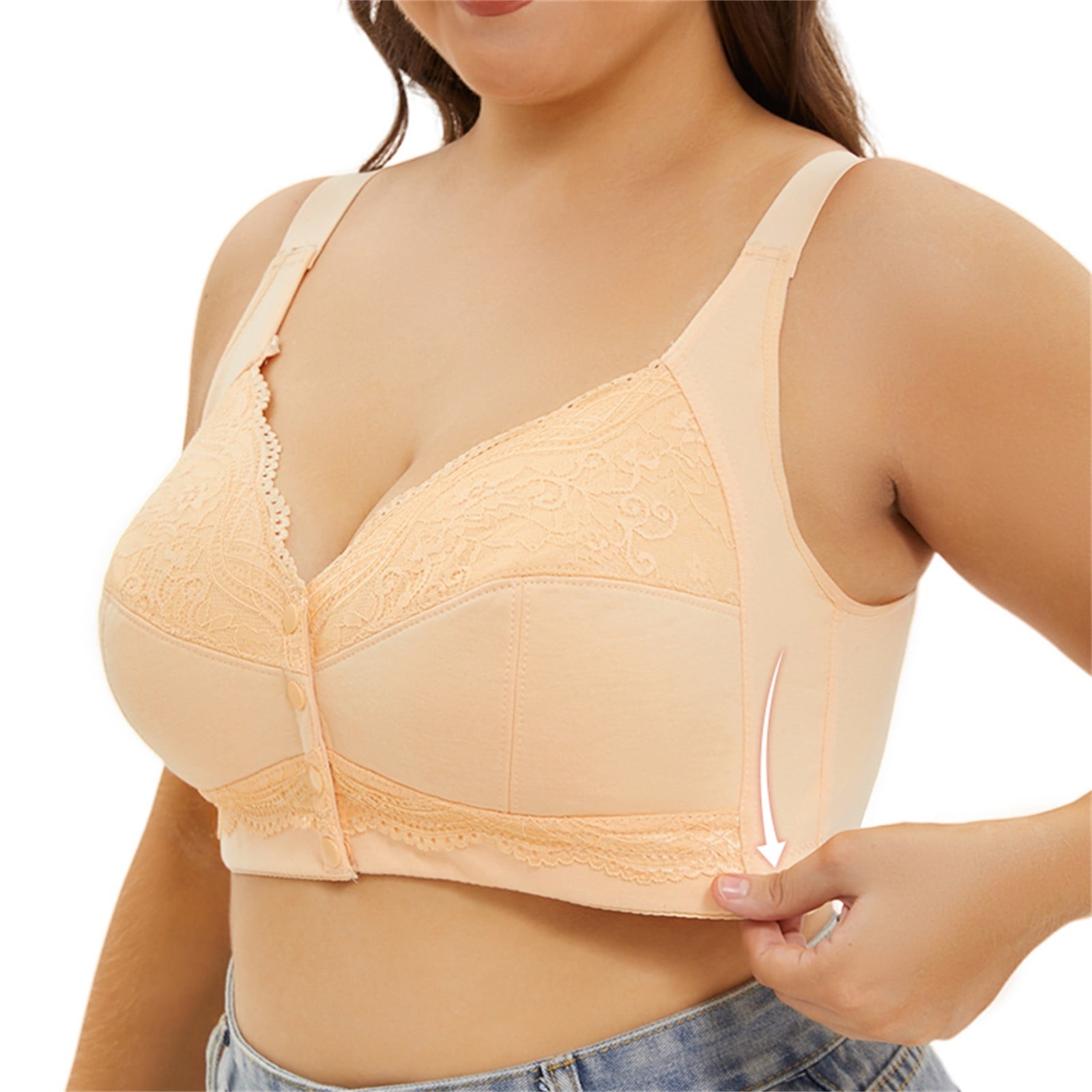 Clearance! Women's Oversize Front Closure Wireless Bra Breathable Comfort Support No Underwire ...