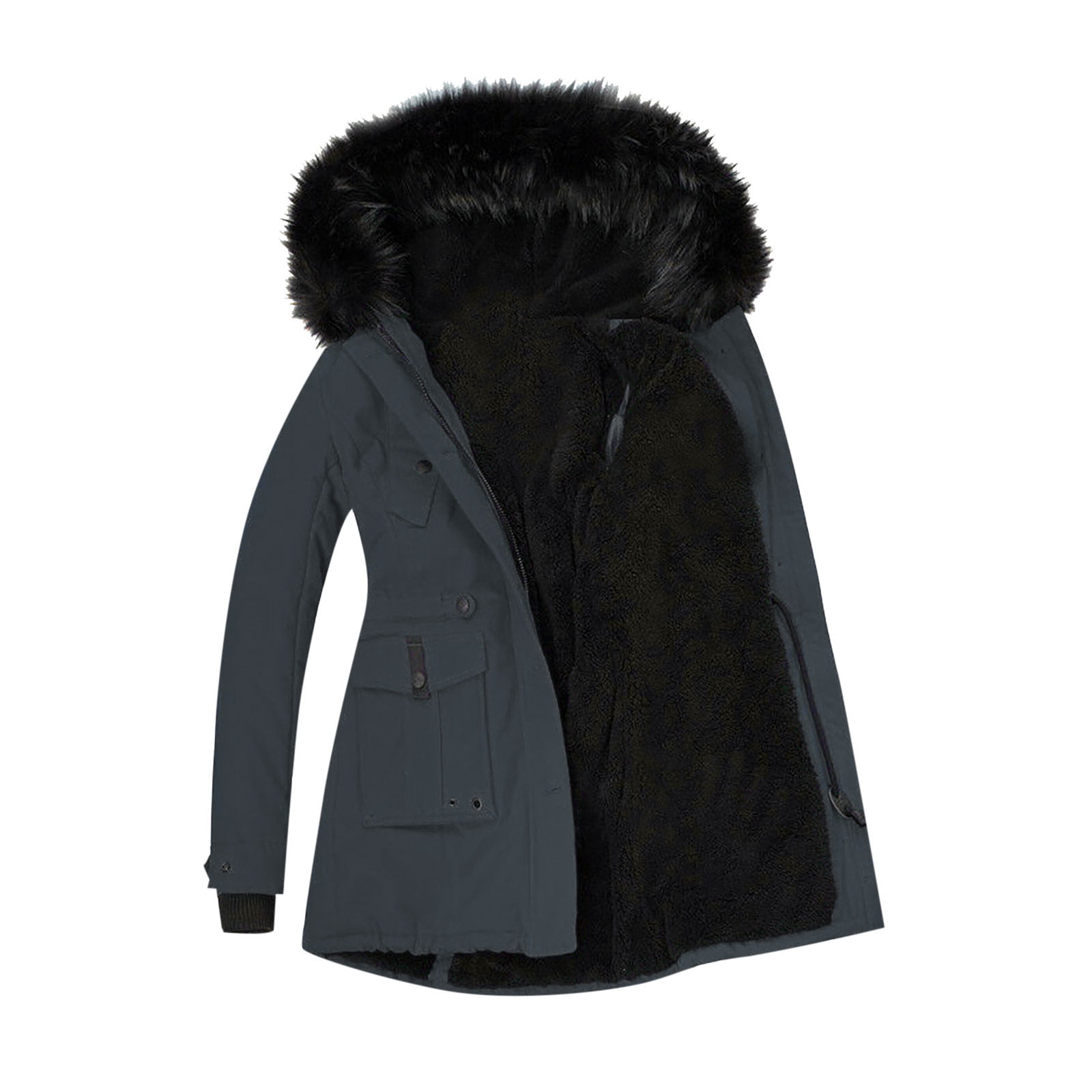 Women's Quilted Winter Coat Warm Fleeced Lined Jacket Thicken Mid ...