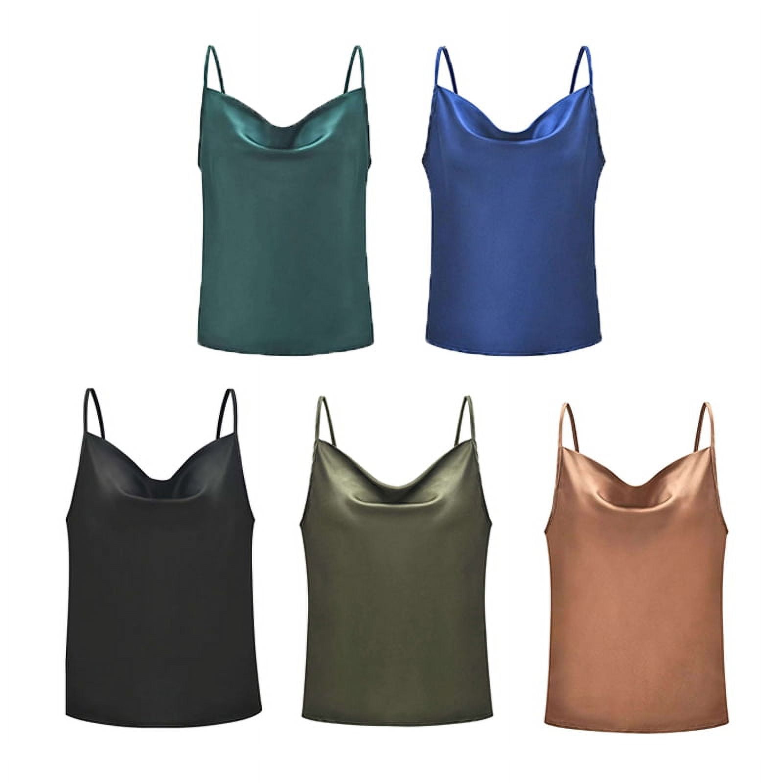 Clearance! Womens Silk Satin Tank Top V Neck Camisole Cami Spaghetti ...