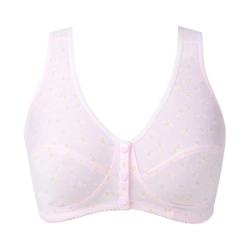 Clearance! Womens Wire-Free Front Closure Cotton Bra Plus Size, Pink ...