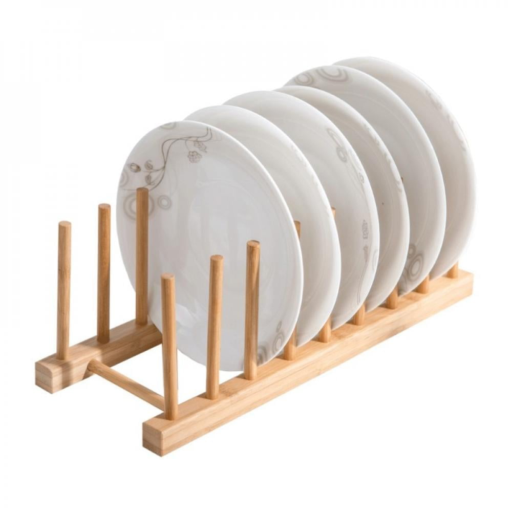 Wooden Bamboo Dish Rack Plates Holder Kitchen Storage Cabinet Organizer ...
