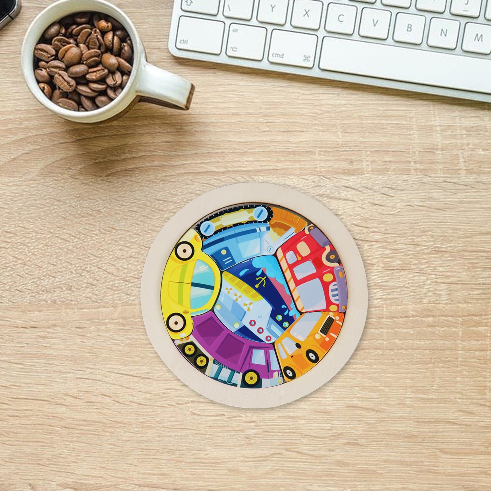 Clearance! Wooden Children's Animals Puzzle Three Dimensional Circular ...