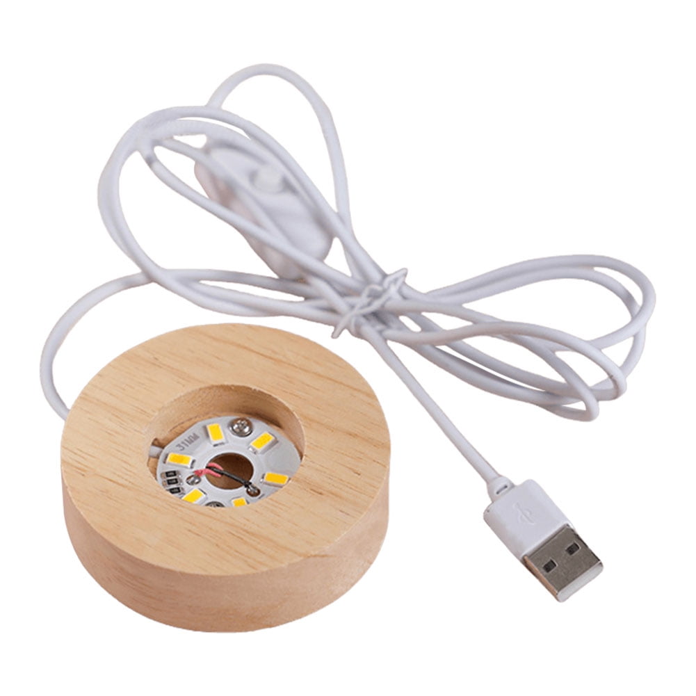 Wooden Led Light Display Base Crystal Glass Light Base Stand (Light ...