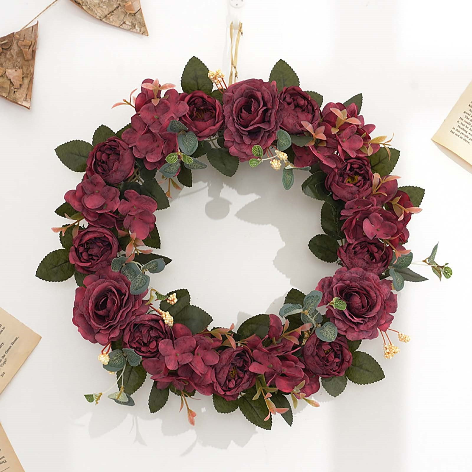 Clearance Wreath under $15 Autumn Hydrangea Peony Simulation Wreath ...