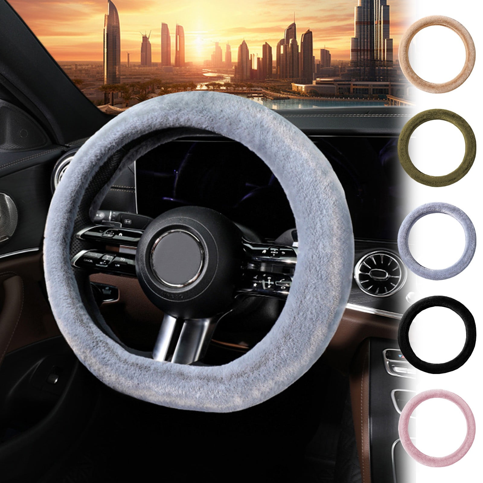 Clearance! Xiying Steering Wheel Cover 38Cm Winter Plush Car Steering ...