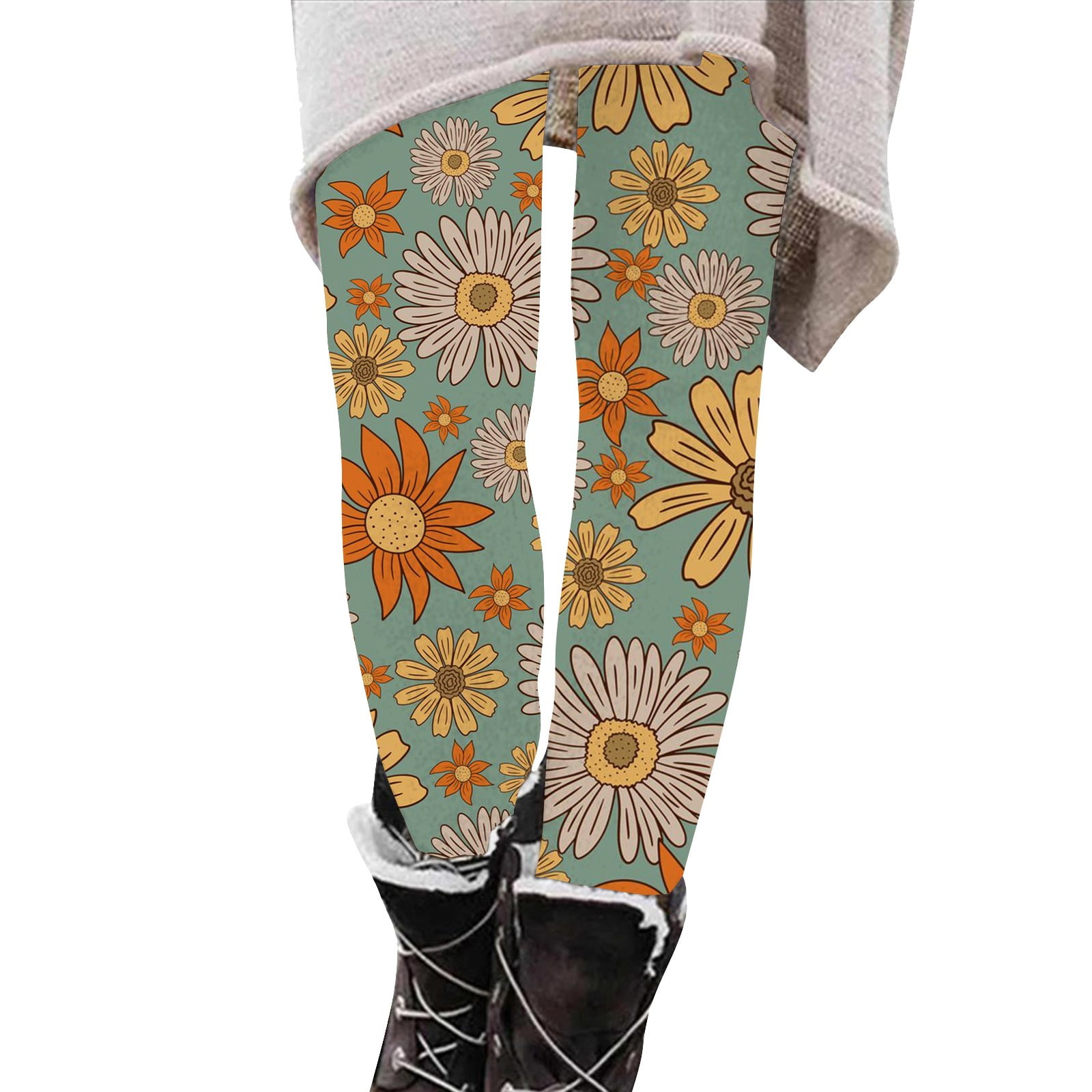 Clearance! Yajing Fleece Lined Tights Women 2025 Leggings for For Work High Waisted Vintage ...