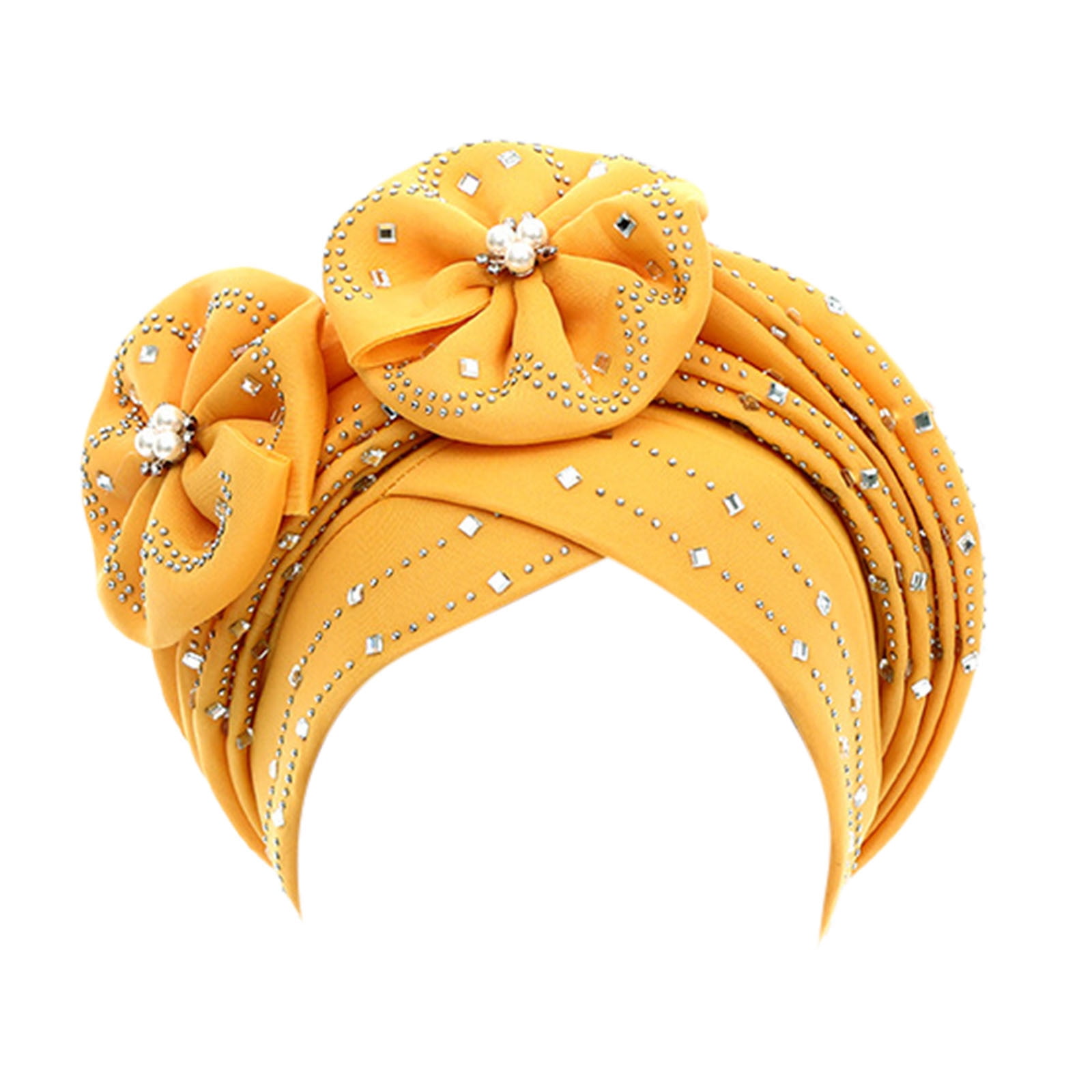 Clearance Yajing Hats For Men Fashion Women Beading Braid Hat Muslim Ruffle Cancer Wrap Cap