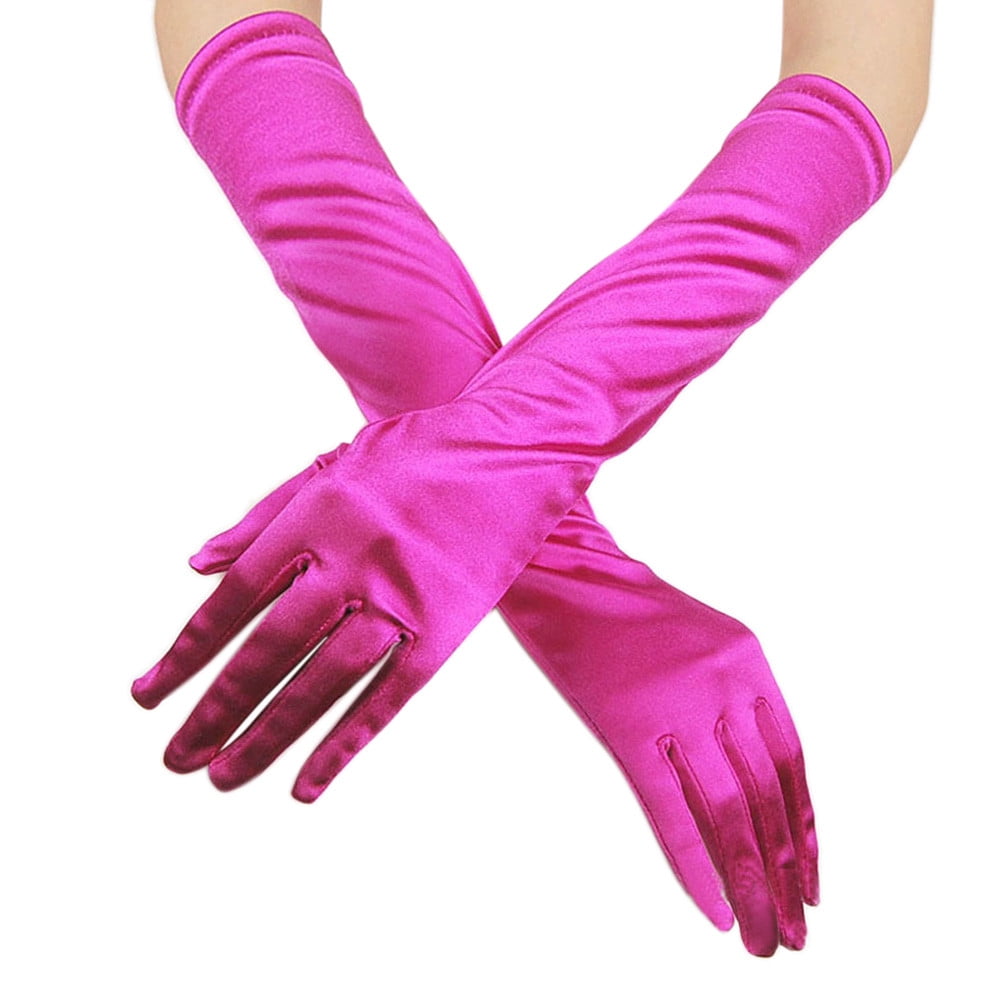 Yajing Ski Gloves One Size Pink Gloves Womens Prom Opera Gloves Satin ...