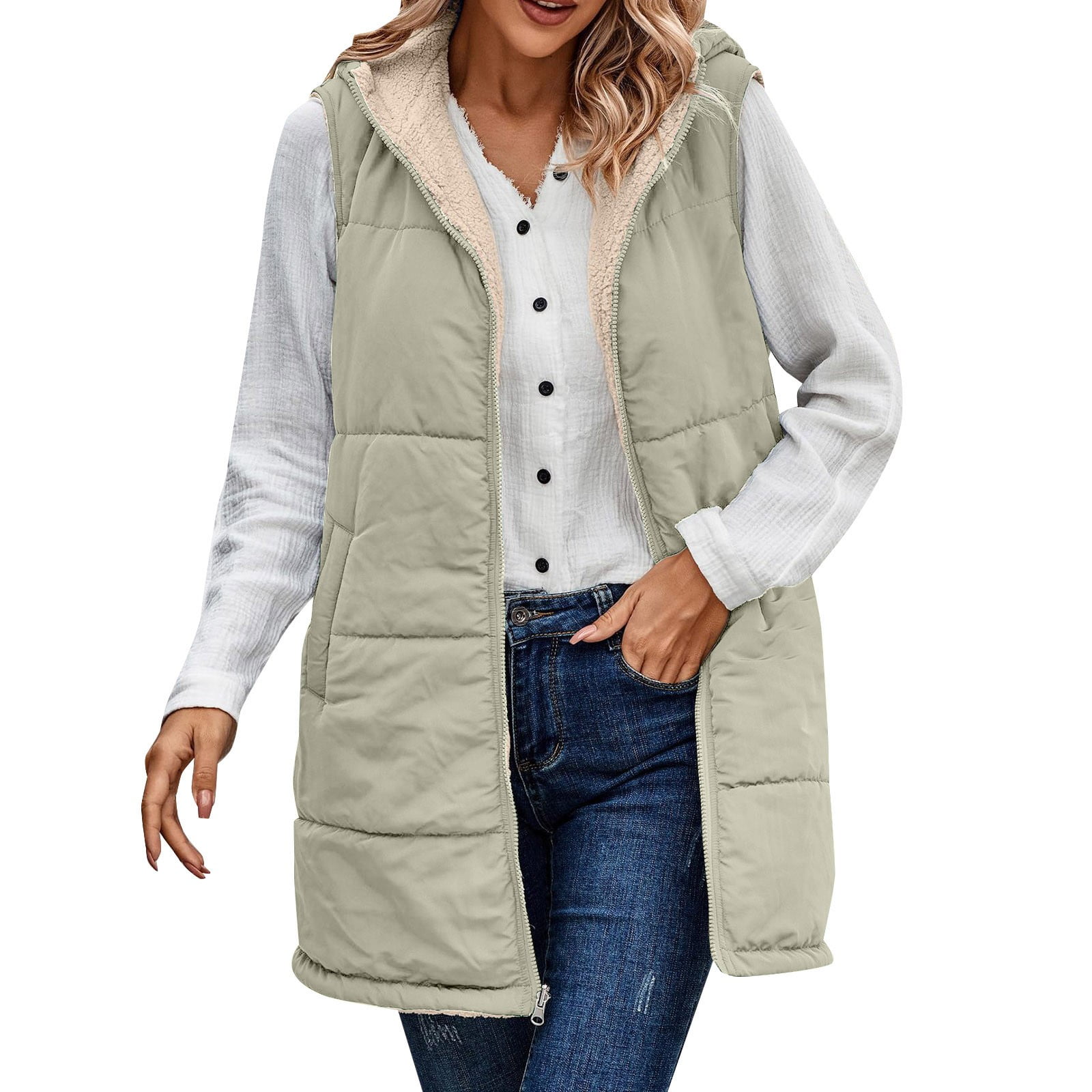 Clearance! Yajing Oversized Hoodies for Women Hoodies for Women Women's Sleeveless Solid Color ...