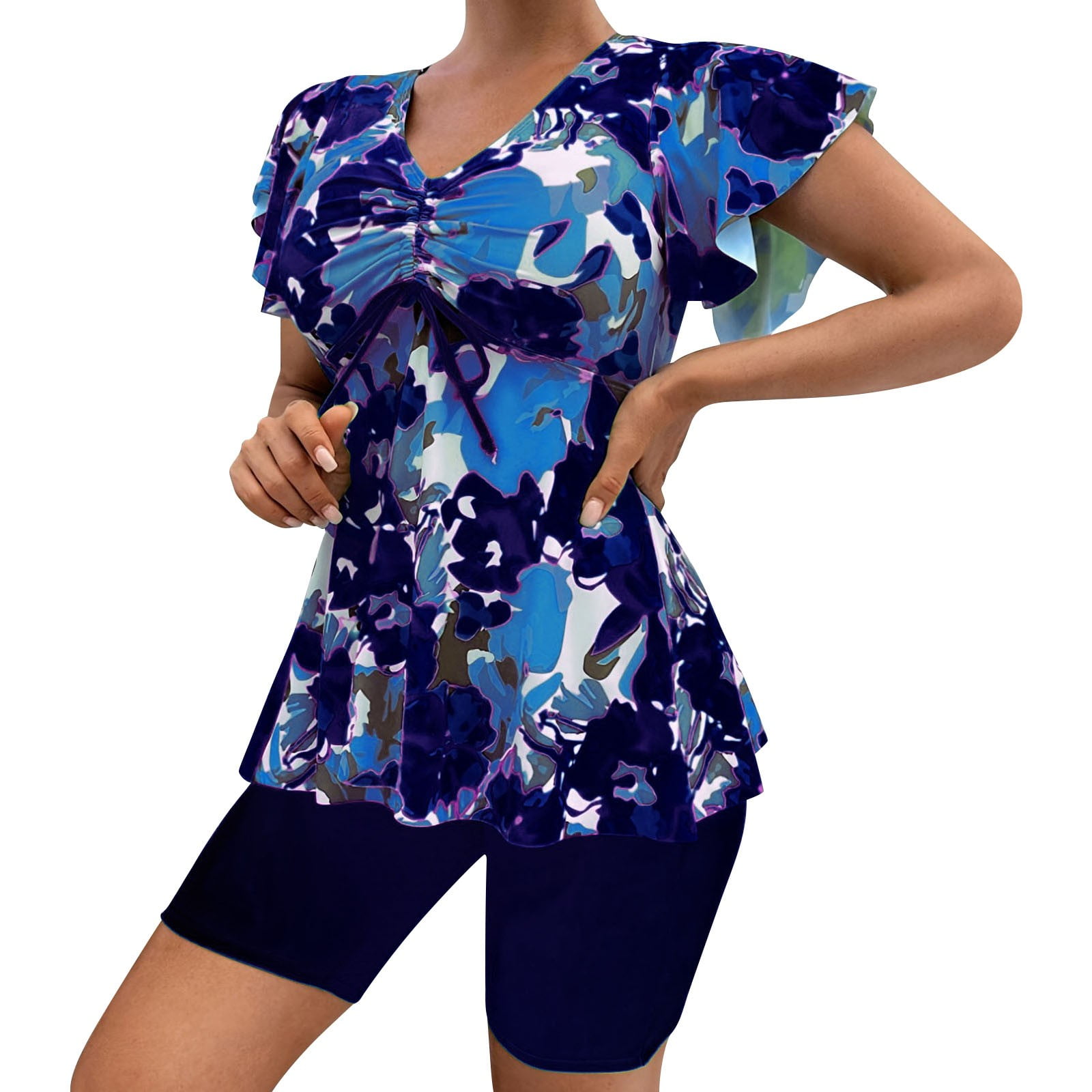 Yajing Womens Plus Size Swimwear Tankini Women's Split Printed Swimsuit ...