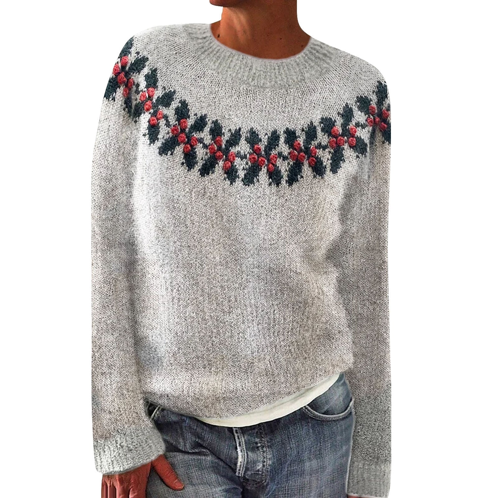 Clearance! Yajing Pullover Sweaters for Women Women's Vintage Art Print ...
