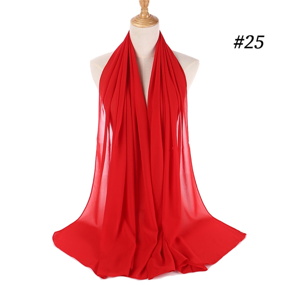 Clearance! Yajing Scarf for Women Women Plain Bubble Chiffon Scarf ...