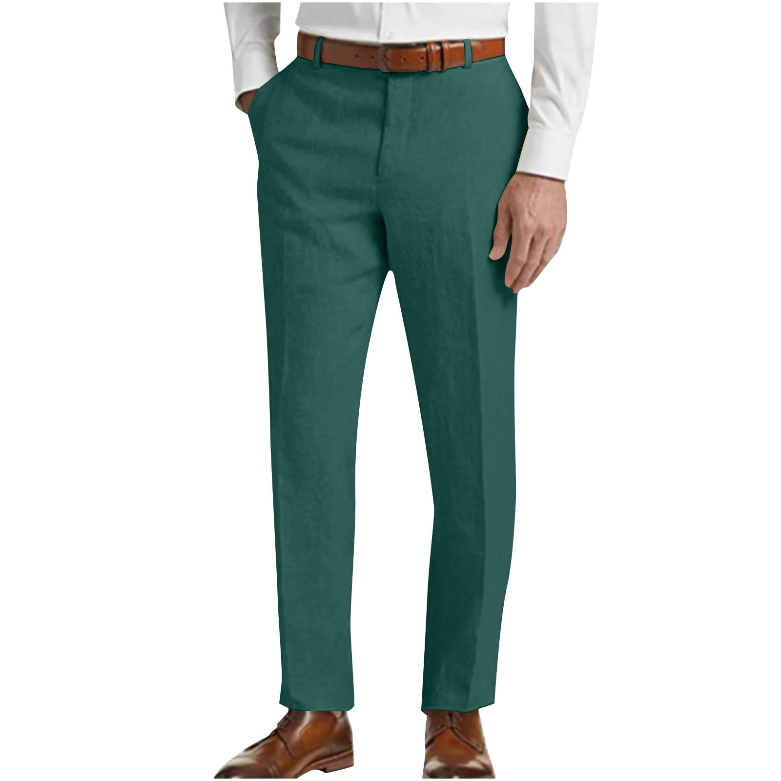 Yieetim Bronze Men's Pants Casual Fashion Solid Color Suits Pants ...