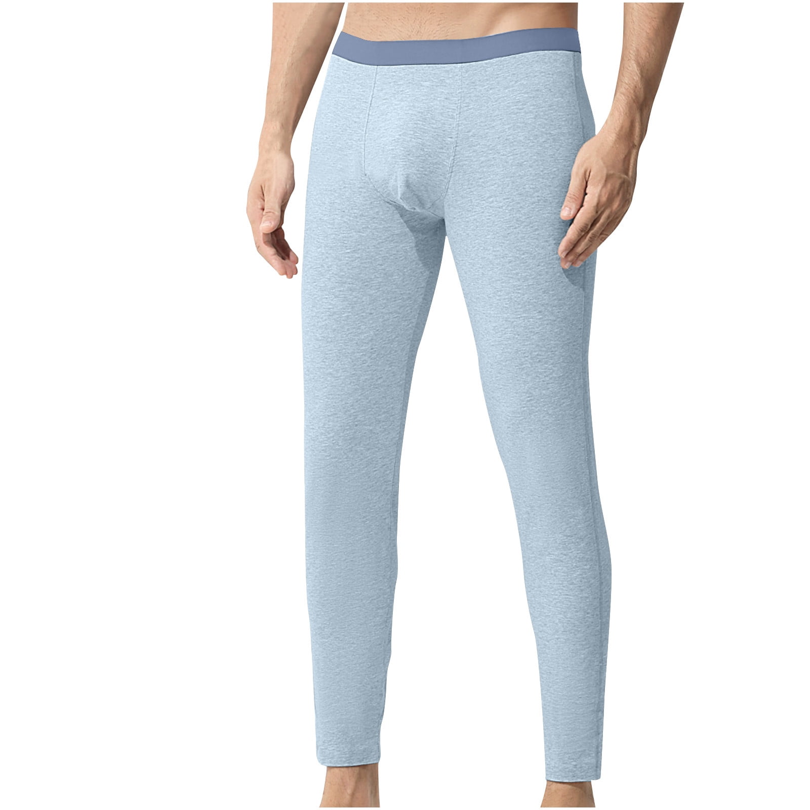 Clearance Yieetim Light Blue Long Johns for Men Thermal Solid Color ...