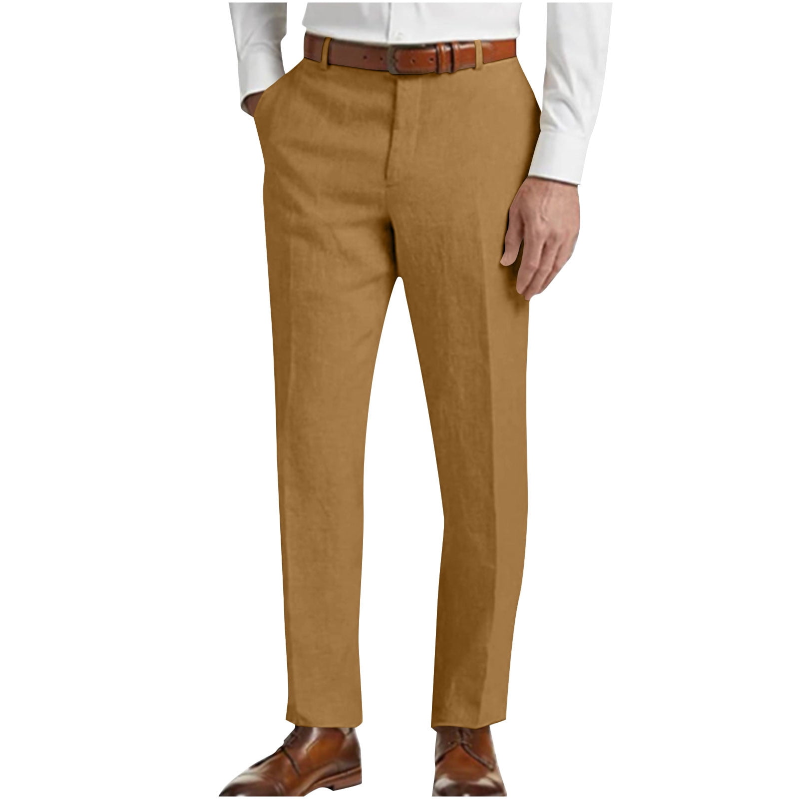 Yieetim Yellow Men's Pants Casual Fashion Solid Color Suits Pants ...