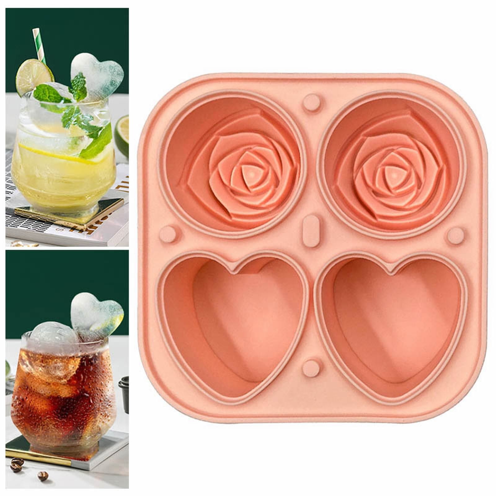 Clearance!Ymkly Silicone Molds,Rose & Heart Large Ice Cube Tray Non ...