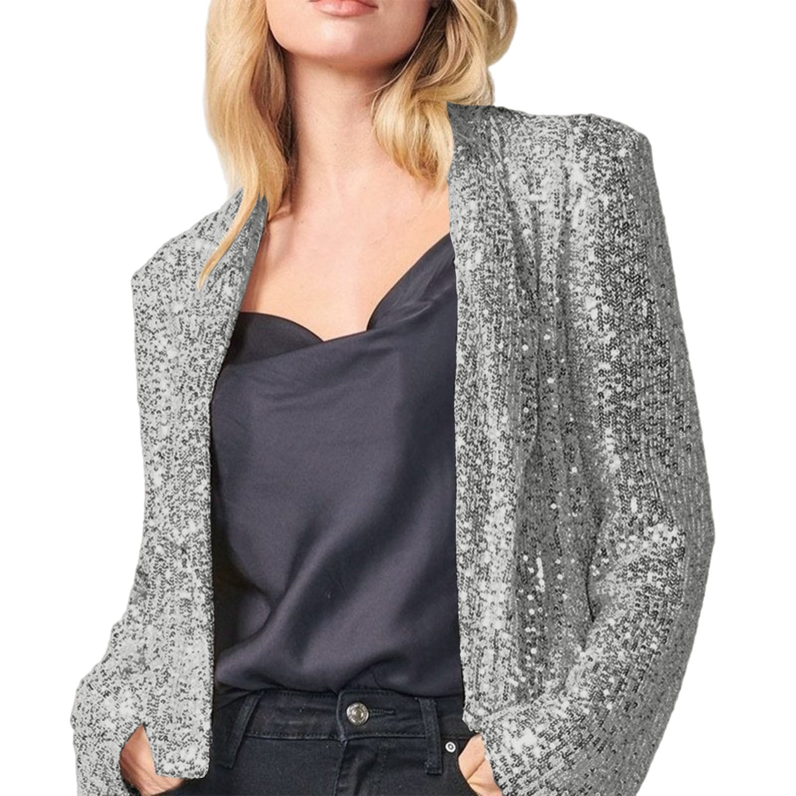 Clearance! Yoodem Sparkly Jackets for Women's Sequin Jackets Open Front ...