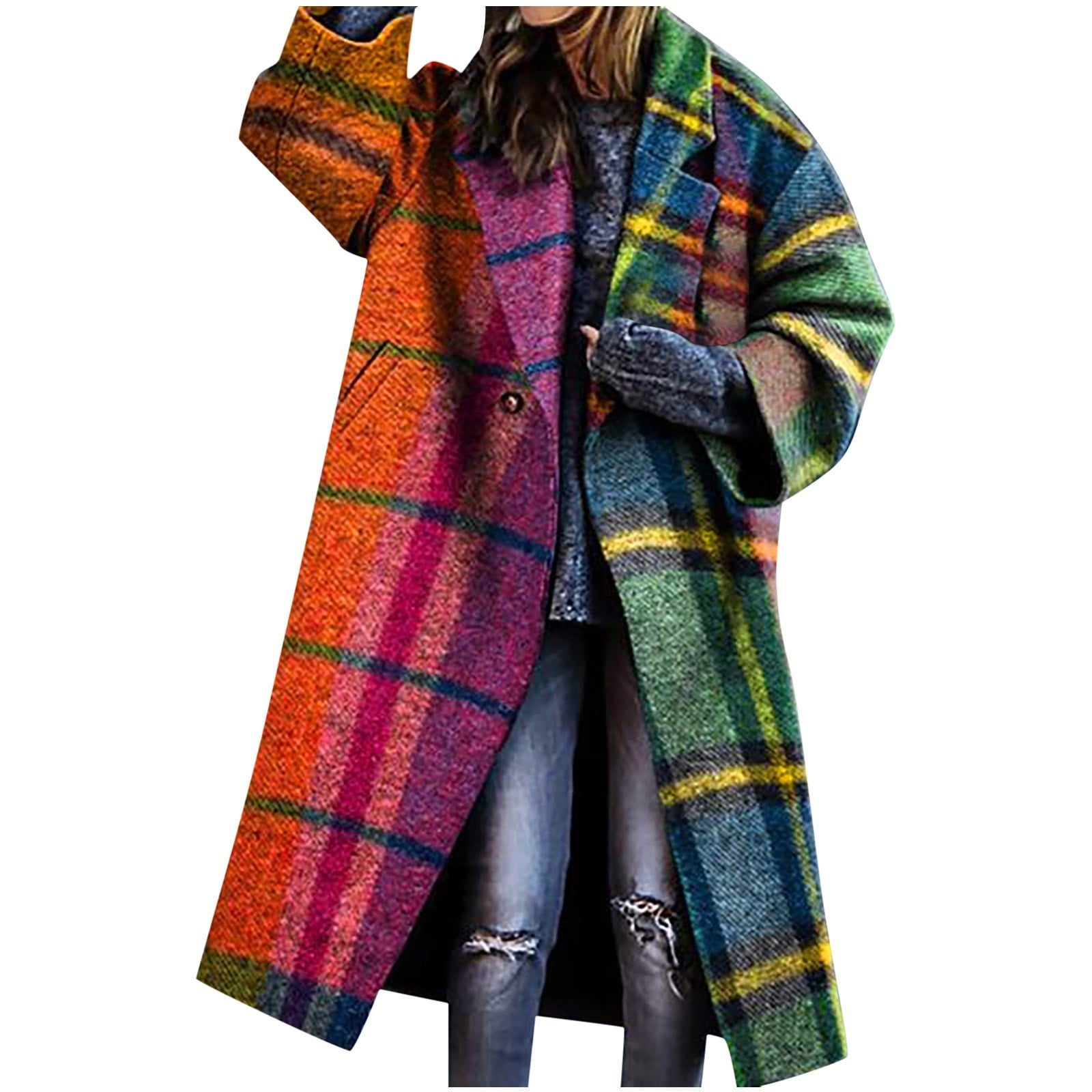Clearance! Yoodem Trench Coat for Women 2024 Overcoat Thickened Classic ...