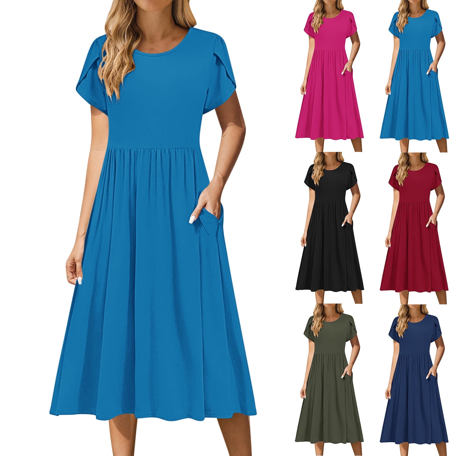 Clearance! Young Adult Dresses Women's Casual Summer Dress Spring Short ...