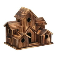 Small Cute Pinewood Birdhouse - Ocean Bungalow Red Roof for Outdoor Use ...