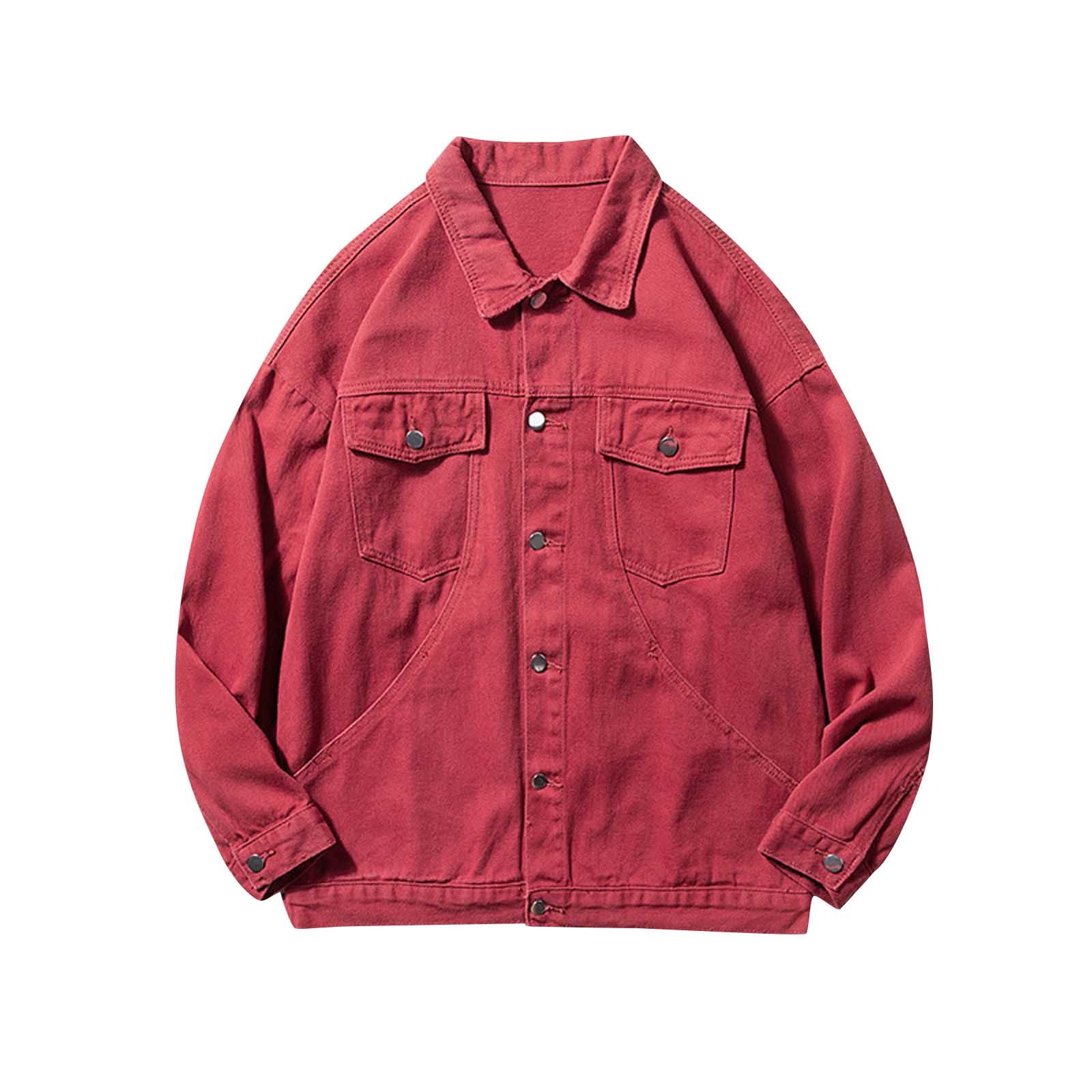 Clearance! ZVNAΖH Mens Vintage Denim Jacket Lapel Metal Button Jacket ...