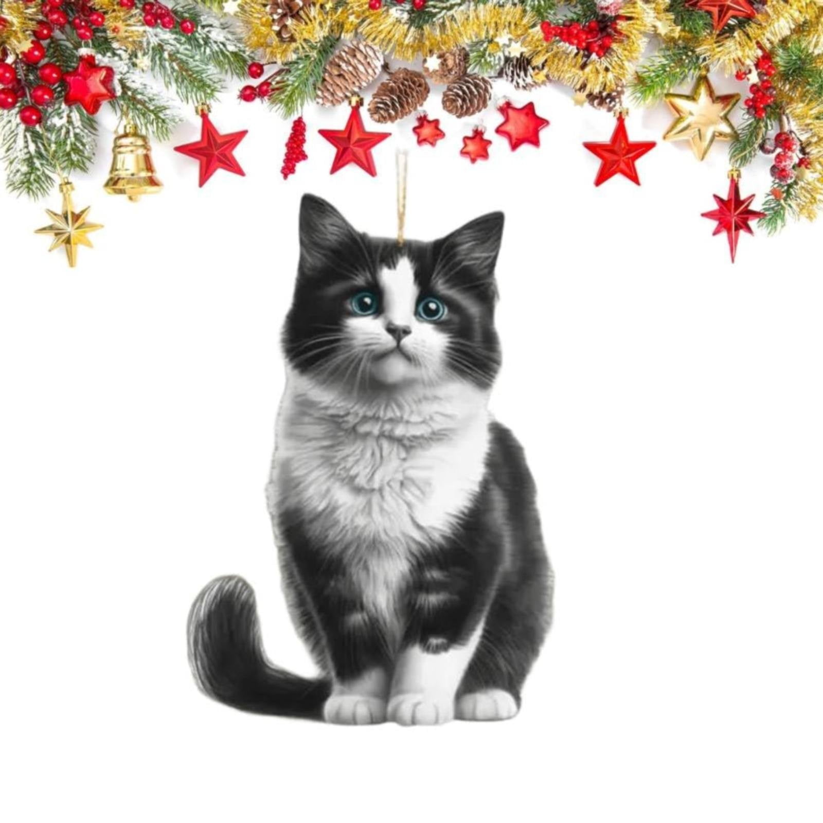 Clearance! Zerbueate Christmas Cats Ornaments 2D Acrylic Christmas ...