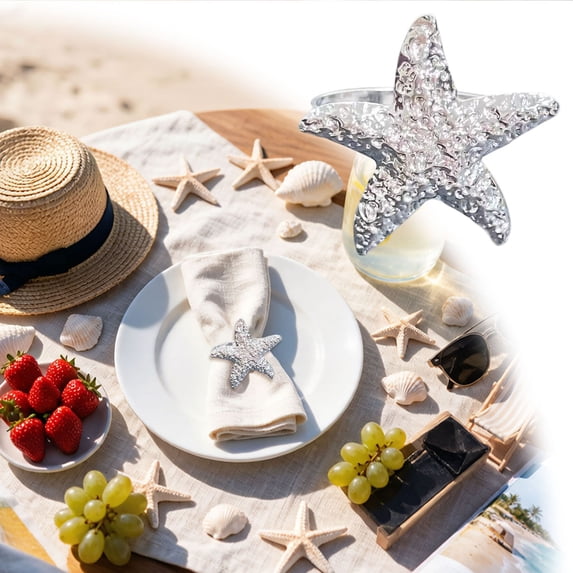 Clearance! Zguuel 20 Pack Seashell Napkin Rings Shiny Metal Coastal ...