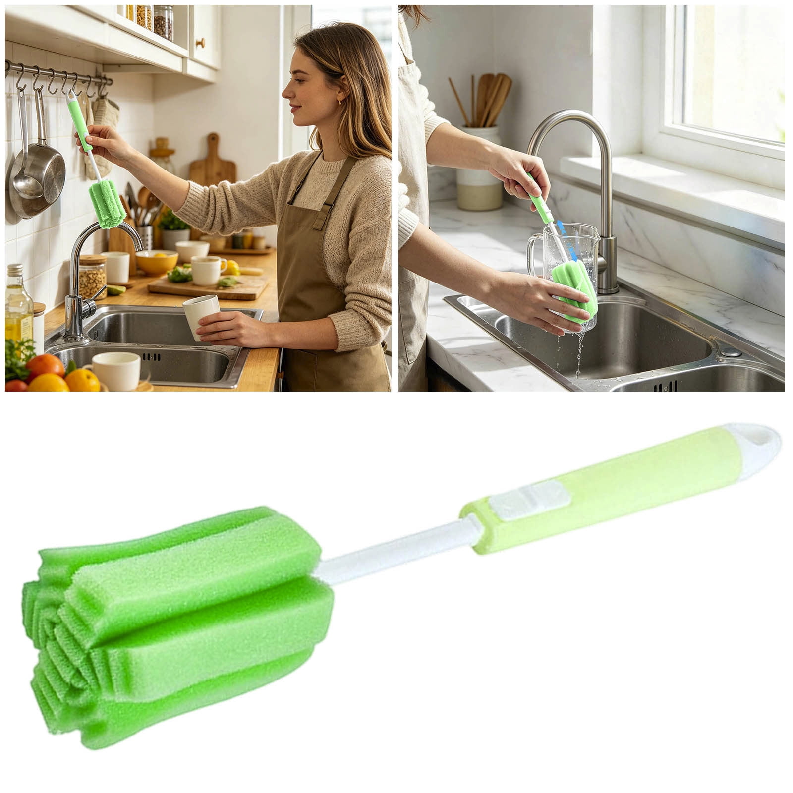 Clearance! Zguuel Adjustable Long Bottle Brush, Sponge Dishwashing Wand ...