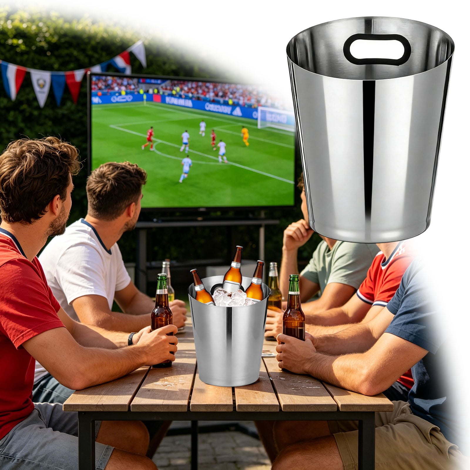 Clearance! Zguuel Stainless Steel Ice Bucket, Heavy Duty Barrel Cooler ...