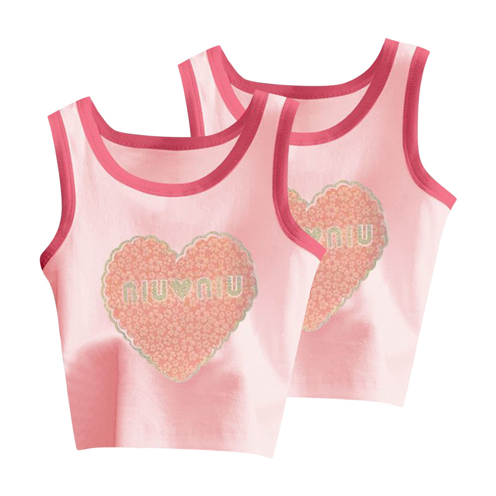 Clearance clothes under $5 Ynynloco 2Pcs Girl's Cute Print Cropped Tank Top Sleeveless Contrast ...
