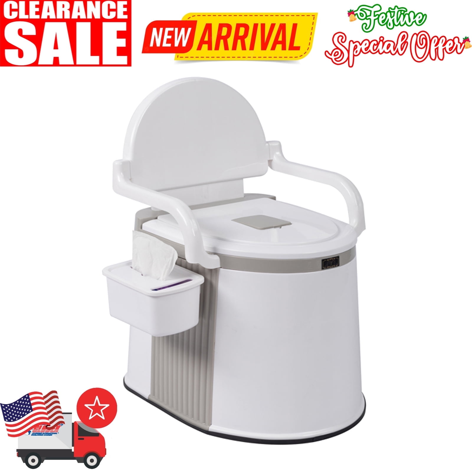Imerelez Portable Toilet - Compact Commode with Travel Bag, Pump Flush ...