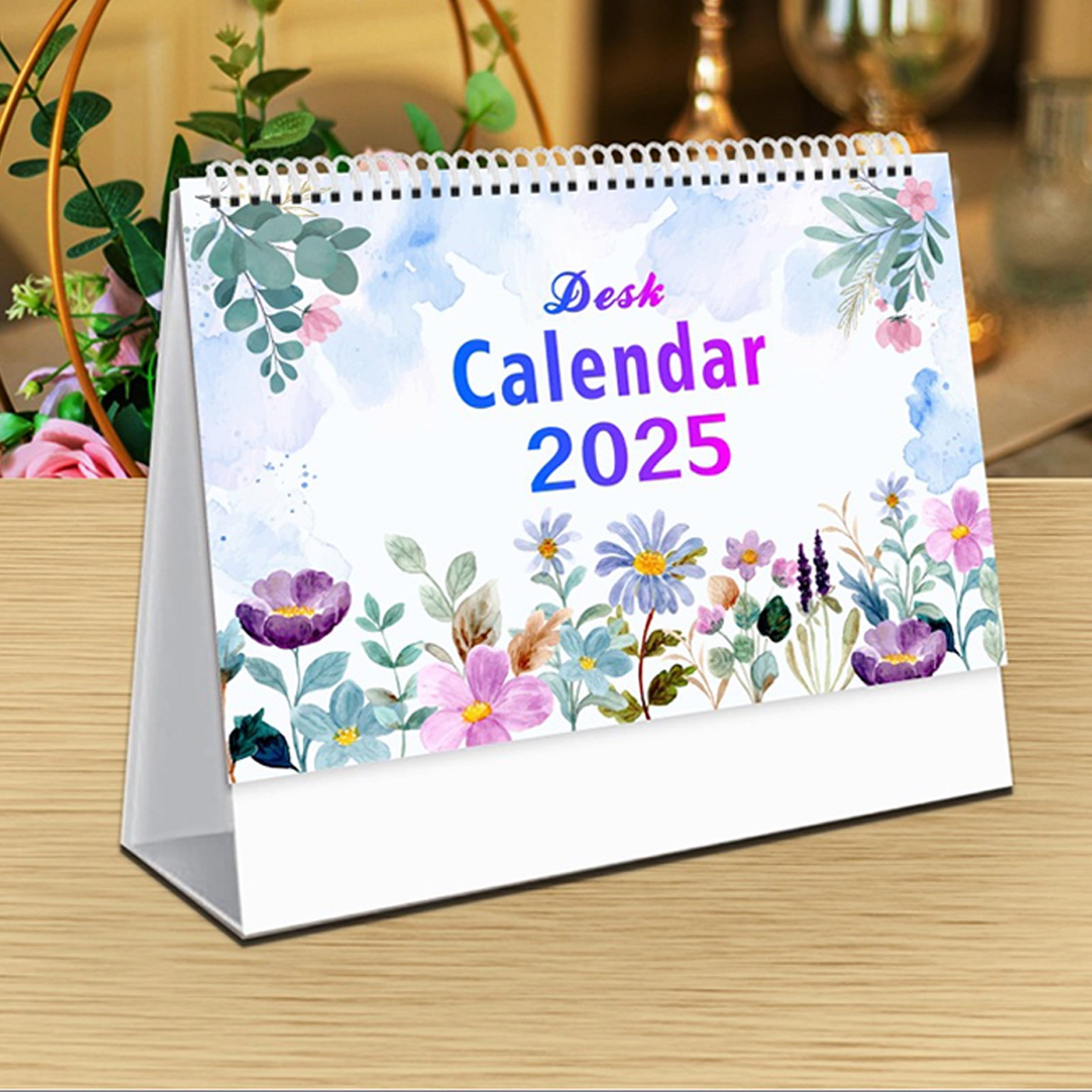 Clearance items! JGF844 2025 Floral Theme Biennial Desk Calendar ...