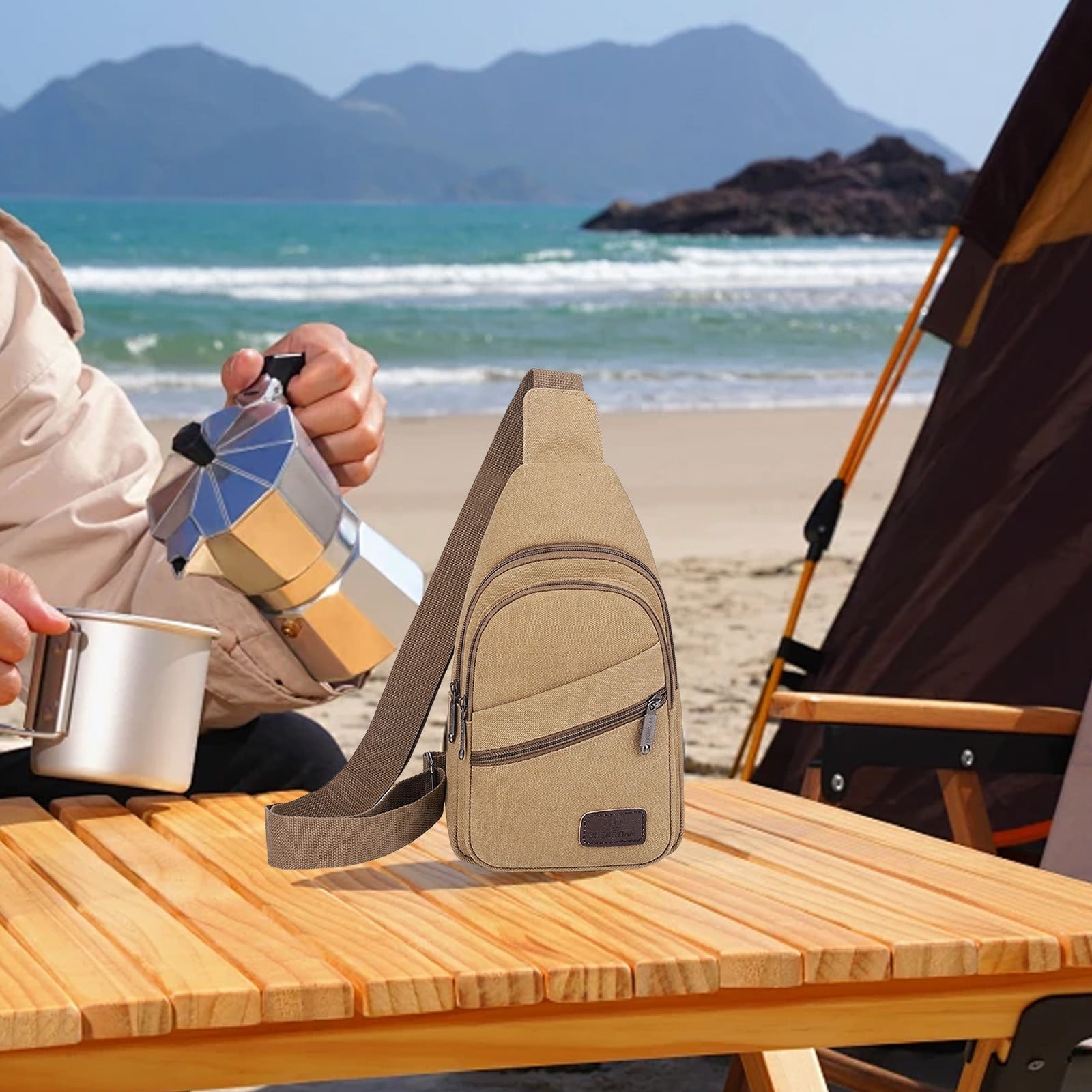 Clearance items! JGF844 Canvas Wearable Slanting Chest Bag Multi-Layer ...