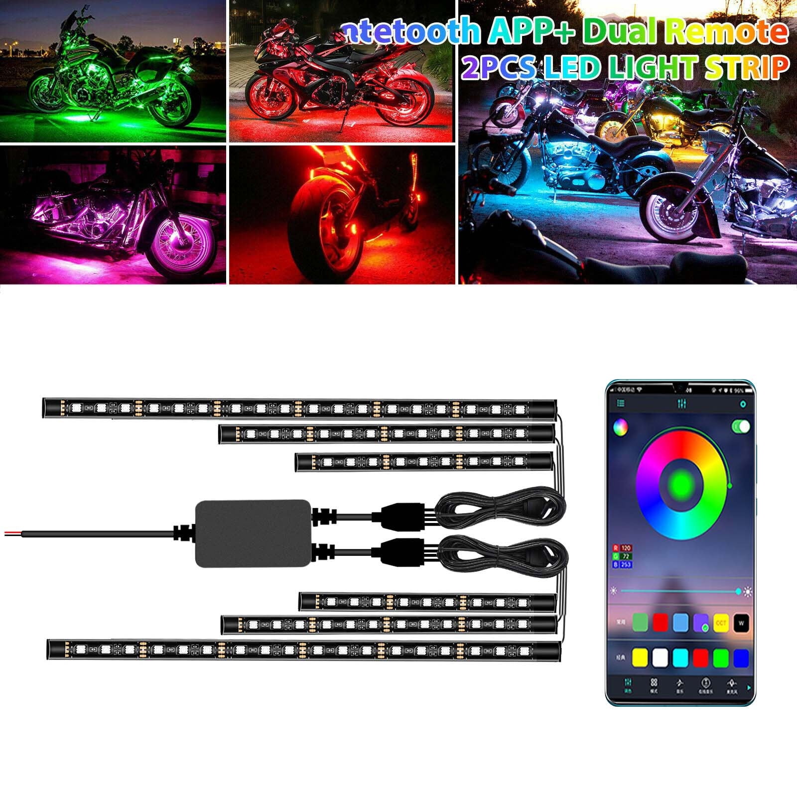 Clearance items! JGF844 Motorcycle LED Light Kit Flexible Waterproof Neon Light Strip Kit ...