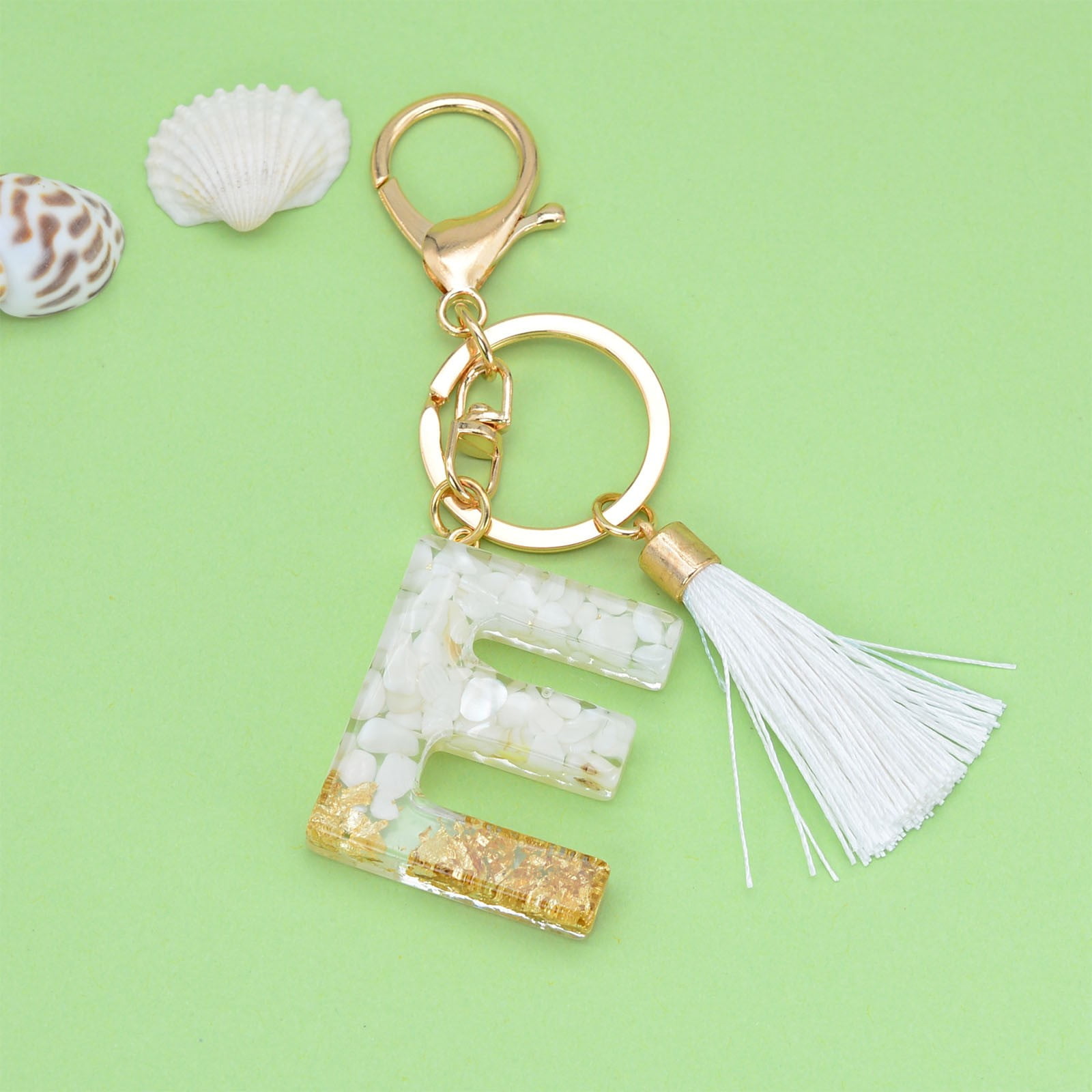 Clearance items! JGF844 New White Tassel Letter Key Chain Crystal Drop ...