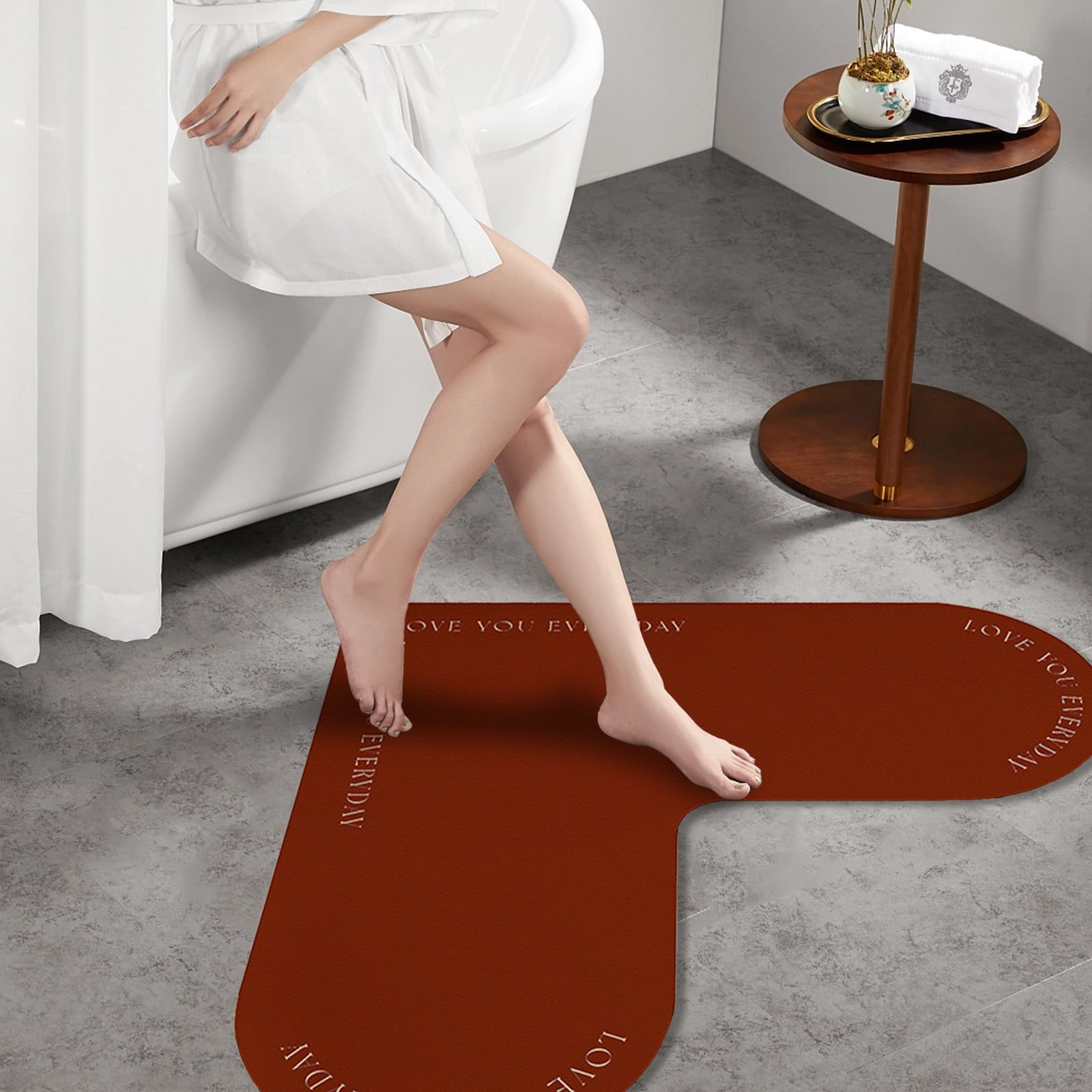 Clearance items! JGF844 Red Bathroom Floor Mat L Shaped Water Absorbent ...