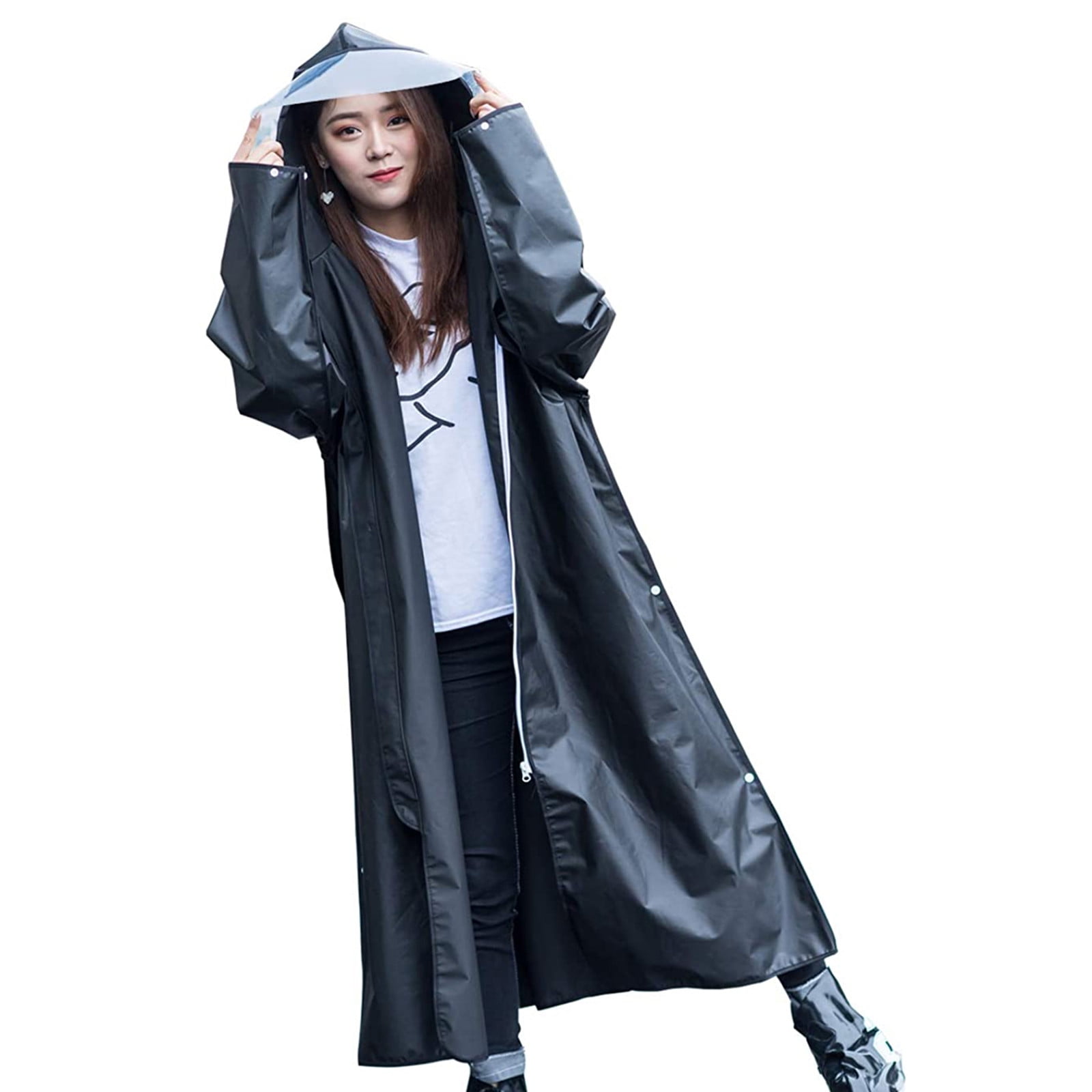 New Release JGF844 Women Hooded Rain Ponchos EVA Zipper Windbreaker Raincoat Rainwear - Walmart.com