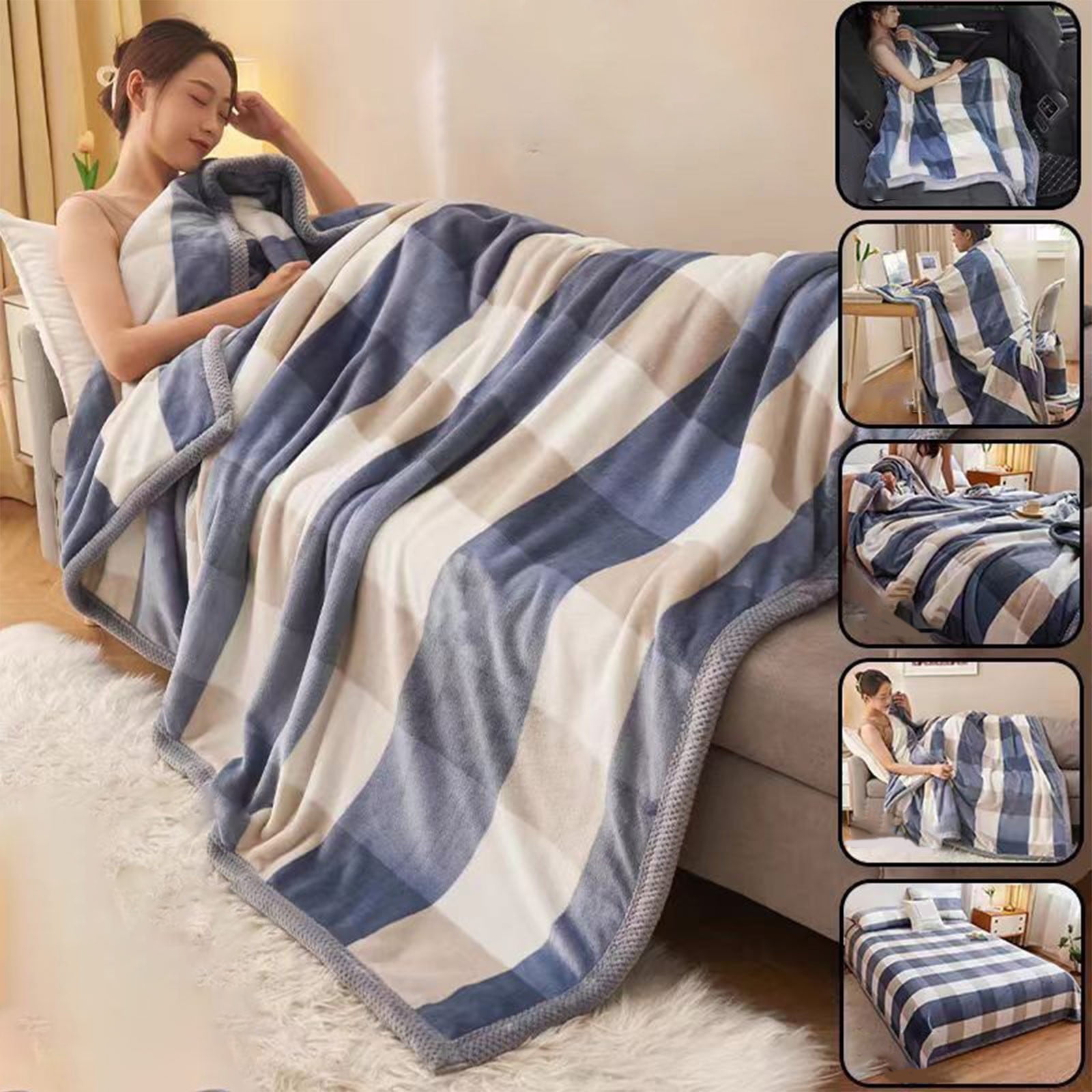 Clearance items! SLMOTUAE Extra Thick Flannel Fleece Blanket With ...
