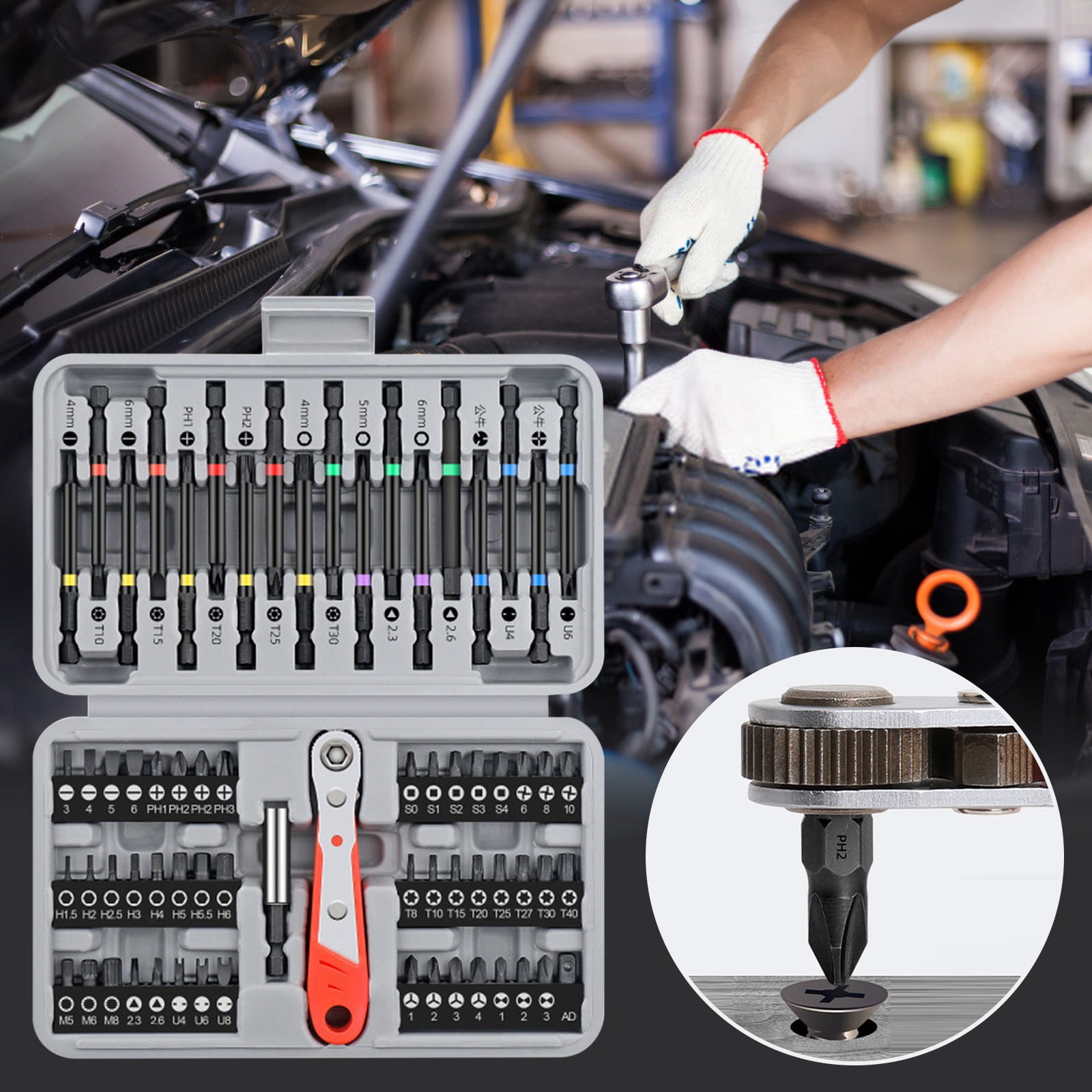 Clearance items! SLMOTUAE Ratcheting Multi-Bit Screwdriver - 68X Metal ...