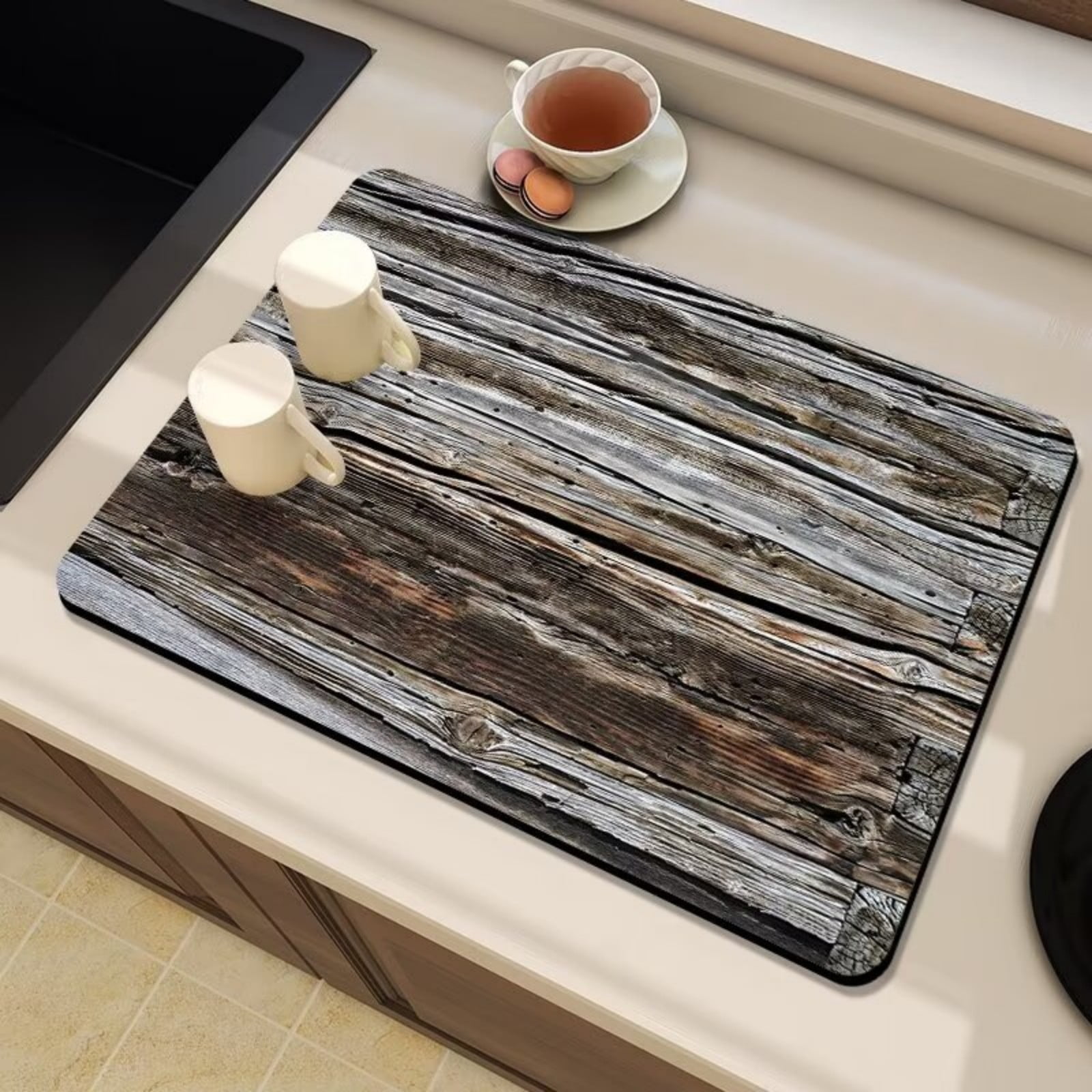 Clearance items! Wood Grain Diatom Mud Printing Carpet Kitchen ...
